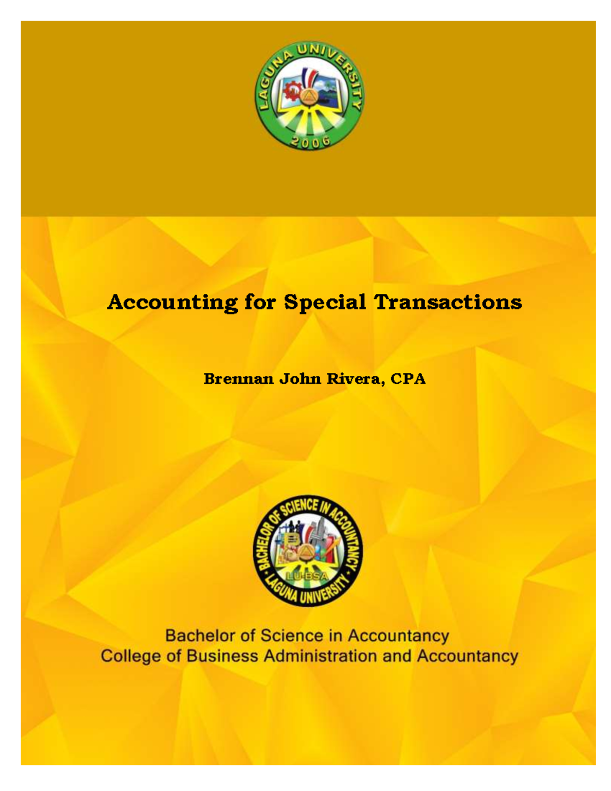 Advanced Accounting 1 Module - Accounting for Special Transactions ...