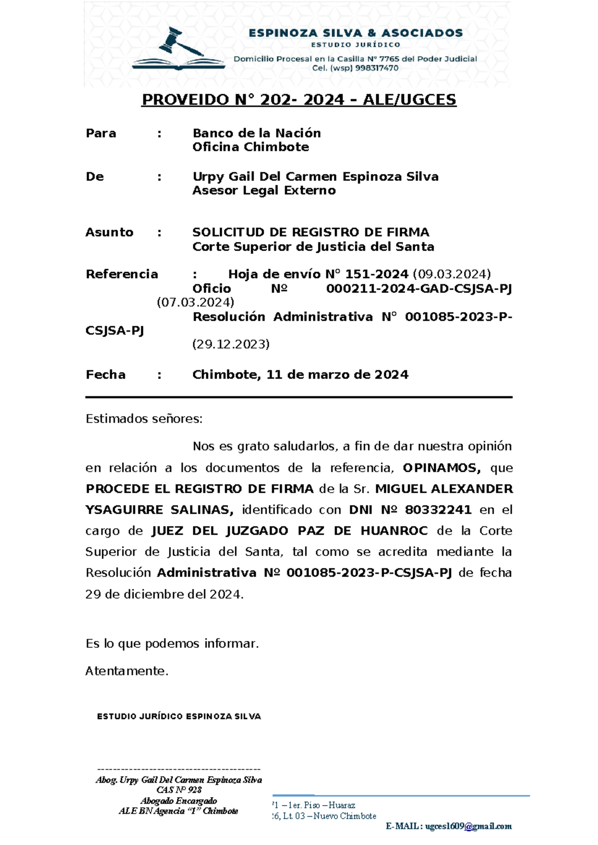 PROV 202-2024 Registro DE Firmas - Poder Judicial- juez - PROVEIDO N ...