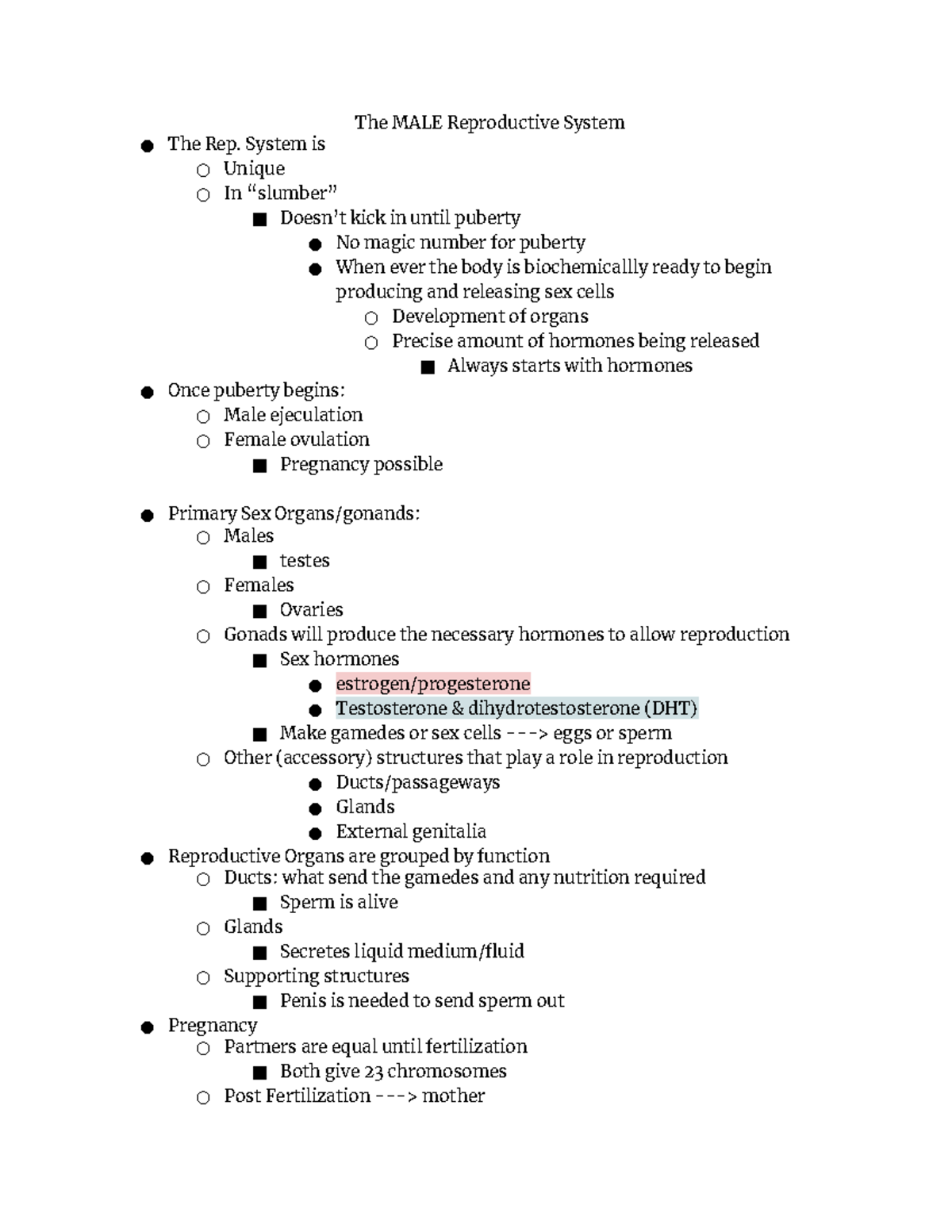 Final EXAM Study Guide BSC 251 - ####### The MALE Reproductive System ...