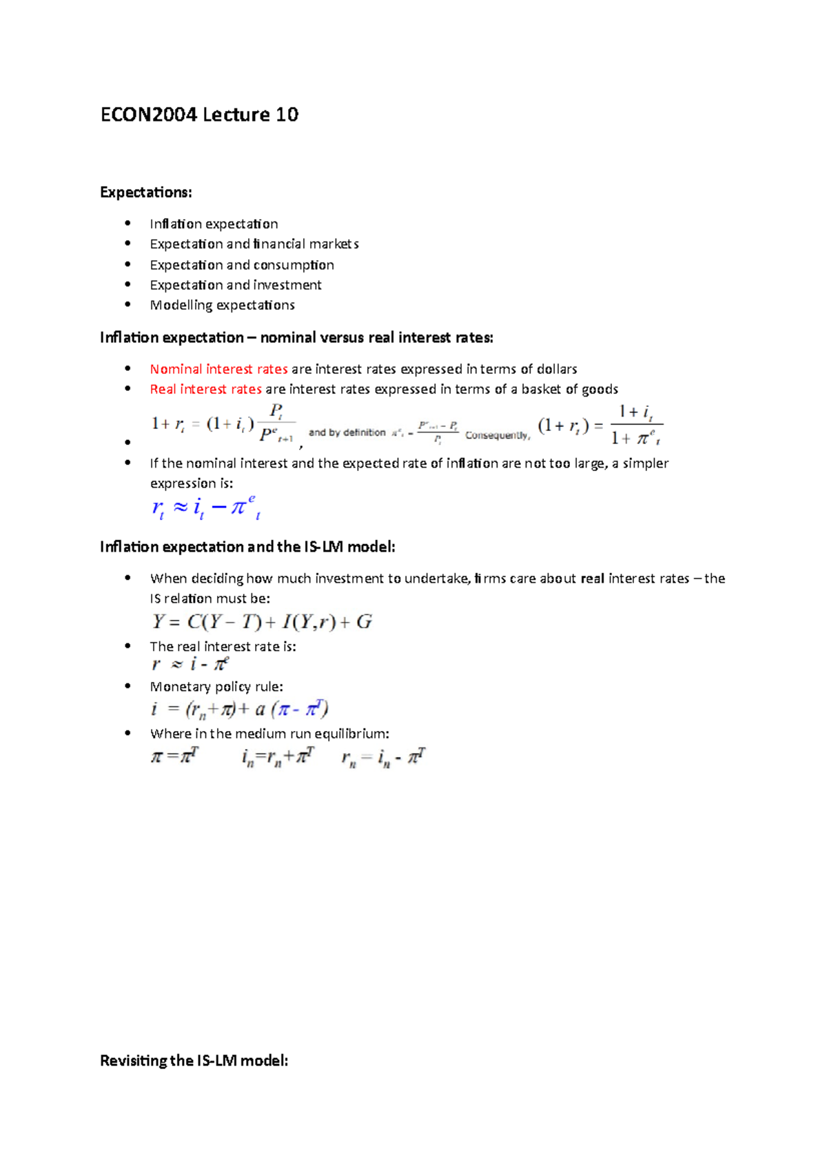 ECON2004 Lecture 10 - ECON204 - MQ - Studocu