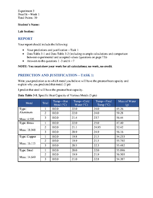 Get charged up part 1 - Experiment 2 Get Charged Up – Part I Week 2 Total Points: 50 Student’s ...
