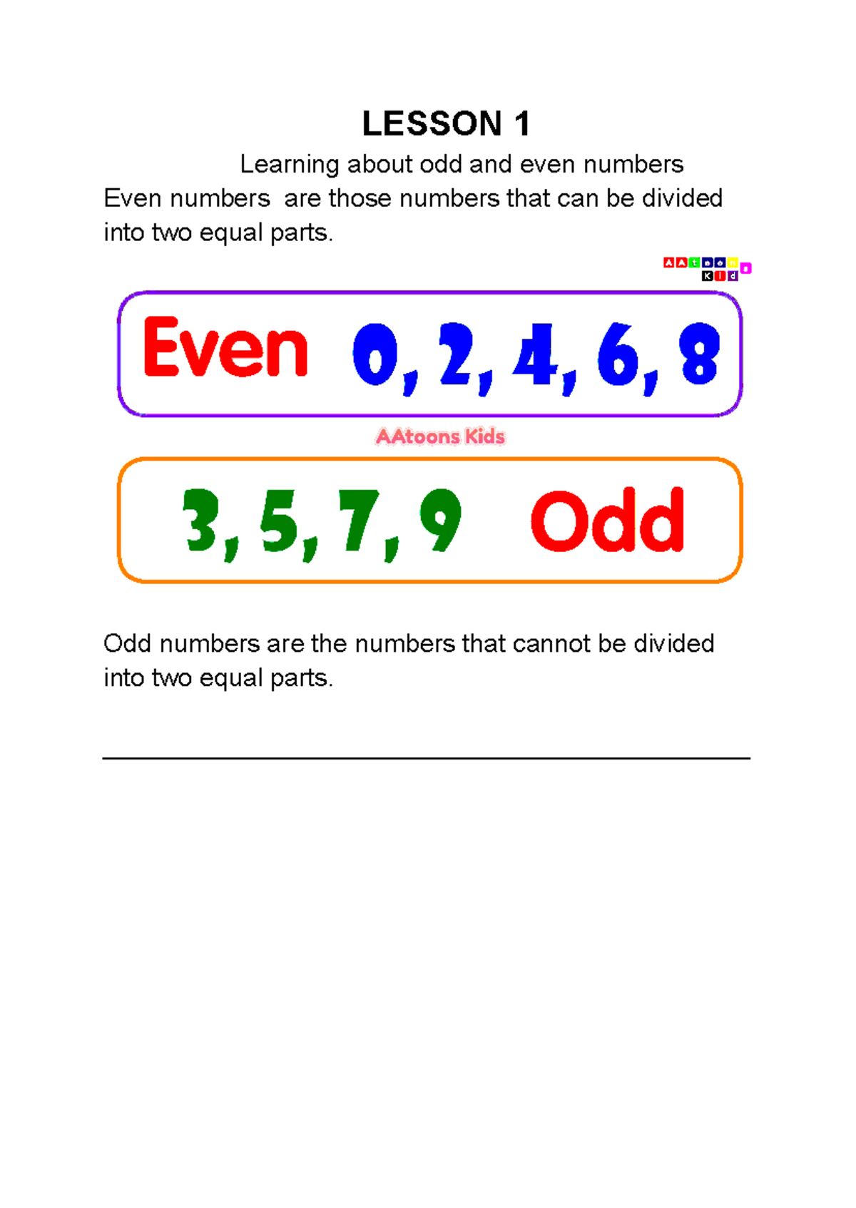 Lesson 1 even numbers and odd numbers - TPF2602 - LESSON 1 Learning ...