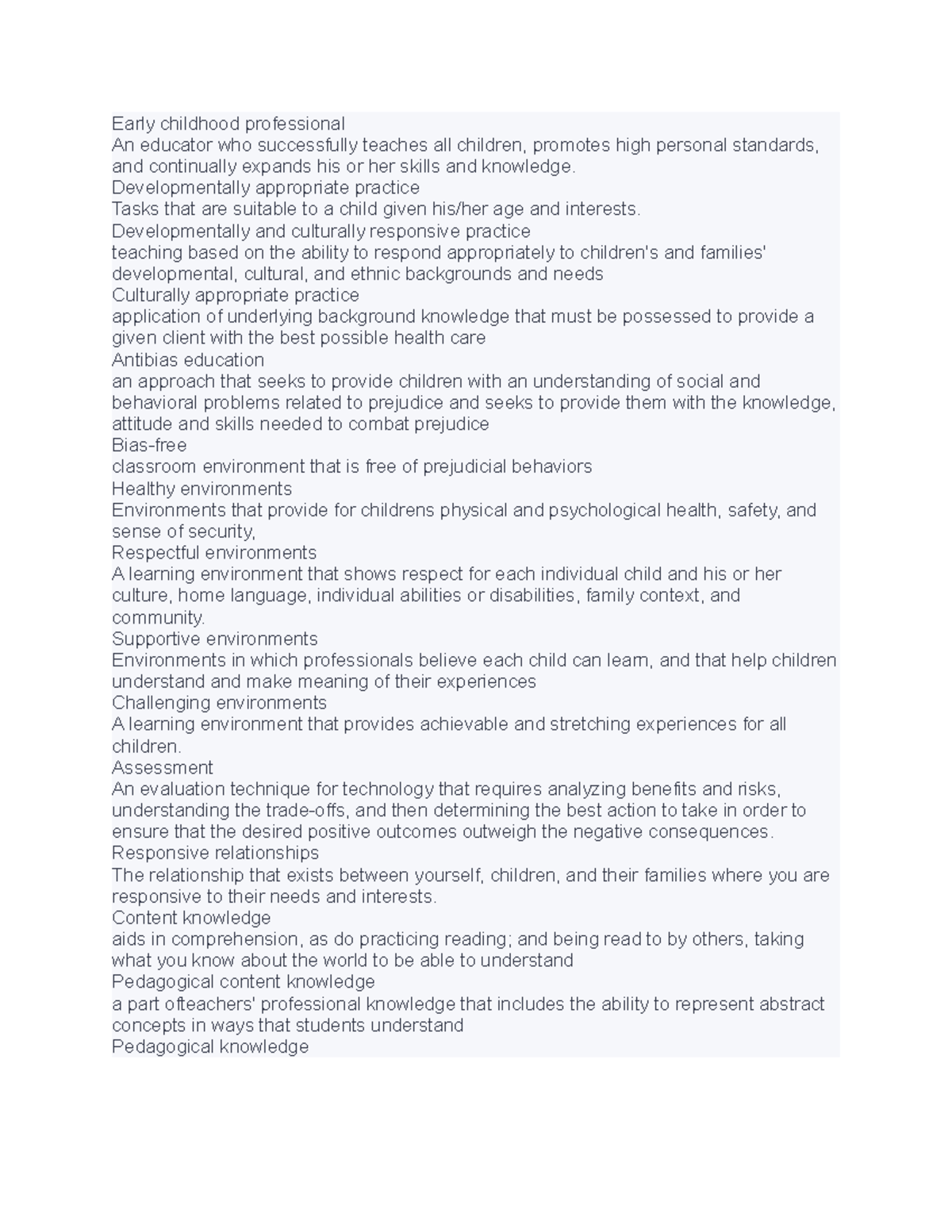 ECE pt 2 - vocab, exam answers, study material - Early childhood ...