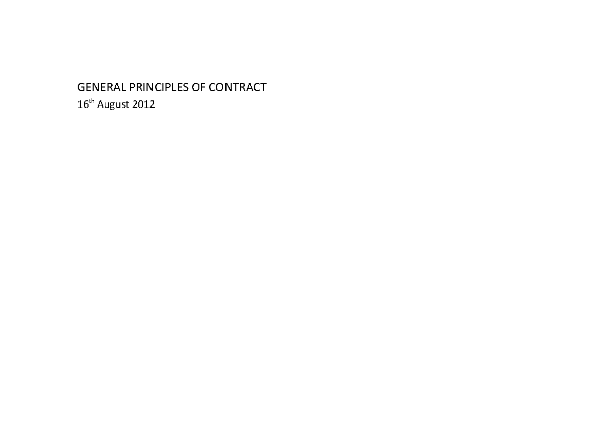 General Principles of Contract for first year students - GENERAL ...