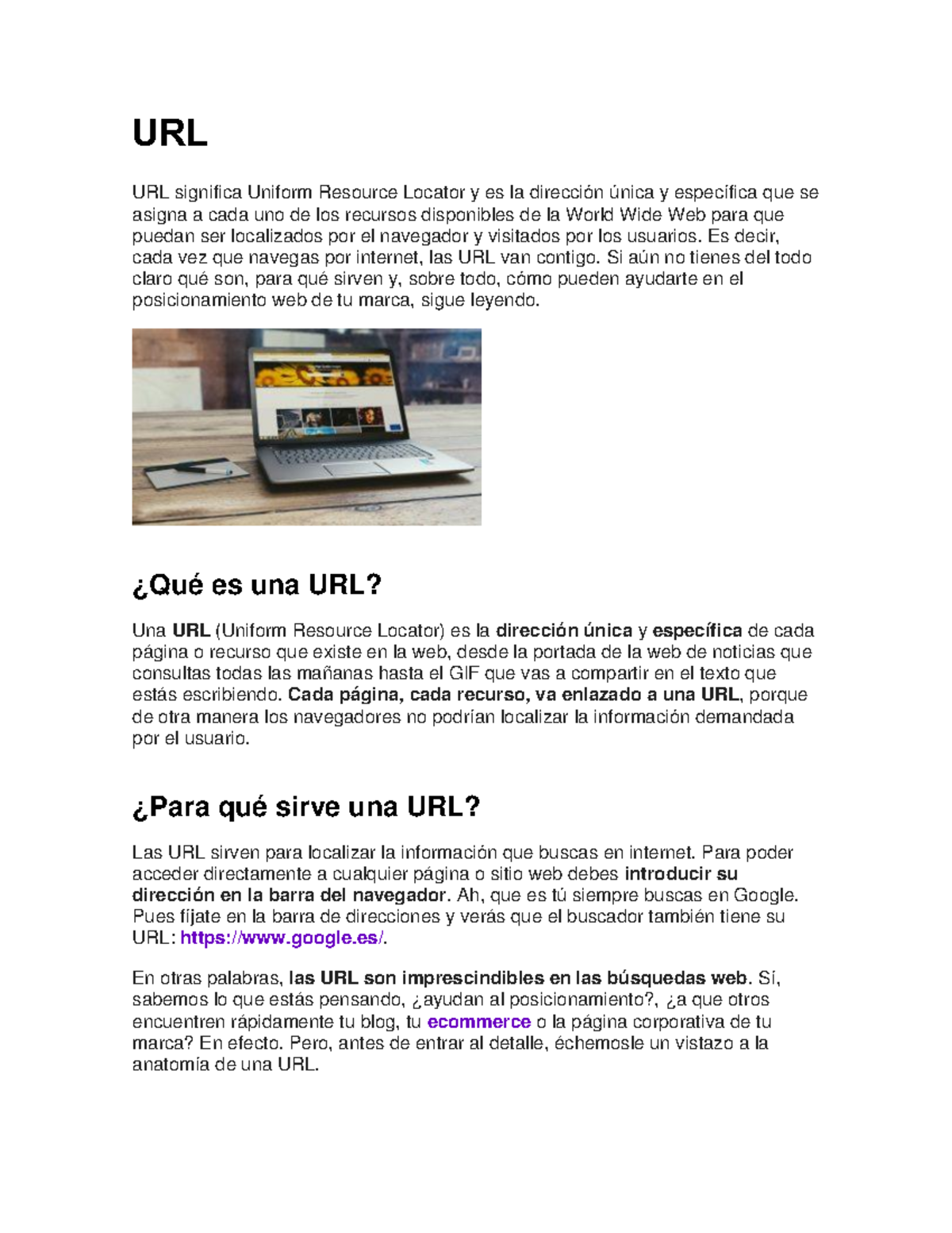 URL - ¿Qué es un URL? - URL URL significa Uniform Resource Locator y es ...
