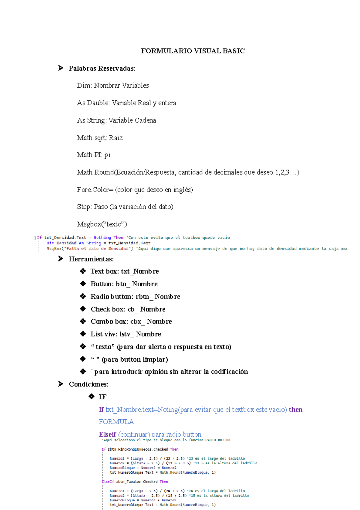 Formulario Visual Basic - FORMULARIO VISUAL BASIC Palabras Reservadas: Dim: Nombrar Variables As ...