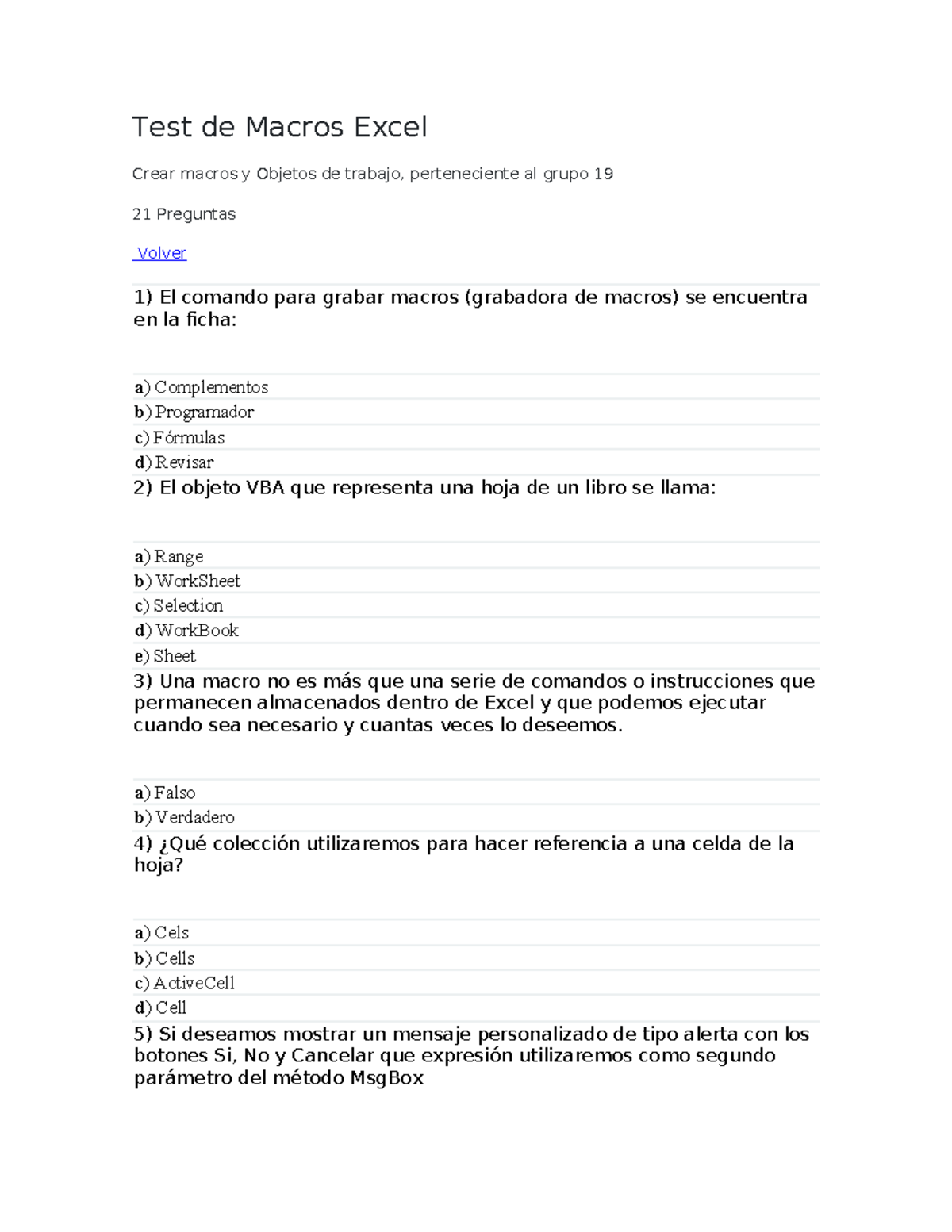 TEST Macros - Test de Macros Excel Crear macros y Objetos de trabajo ...