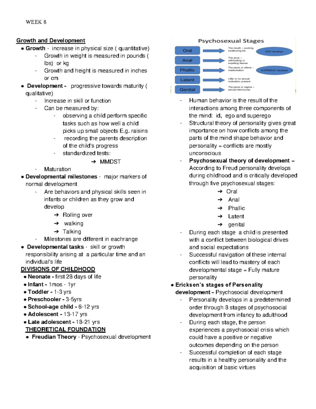 WEEK-8 - Nursing Notes - Growth and Development Growth - increase in ...