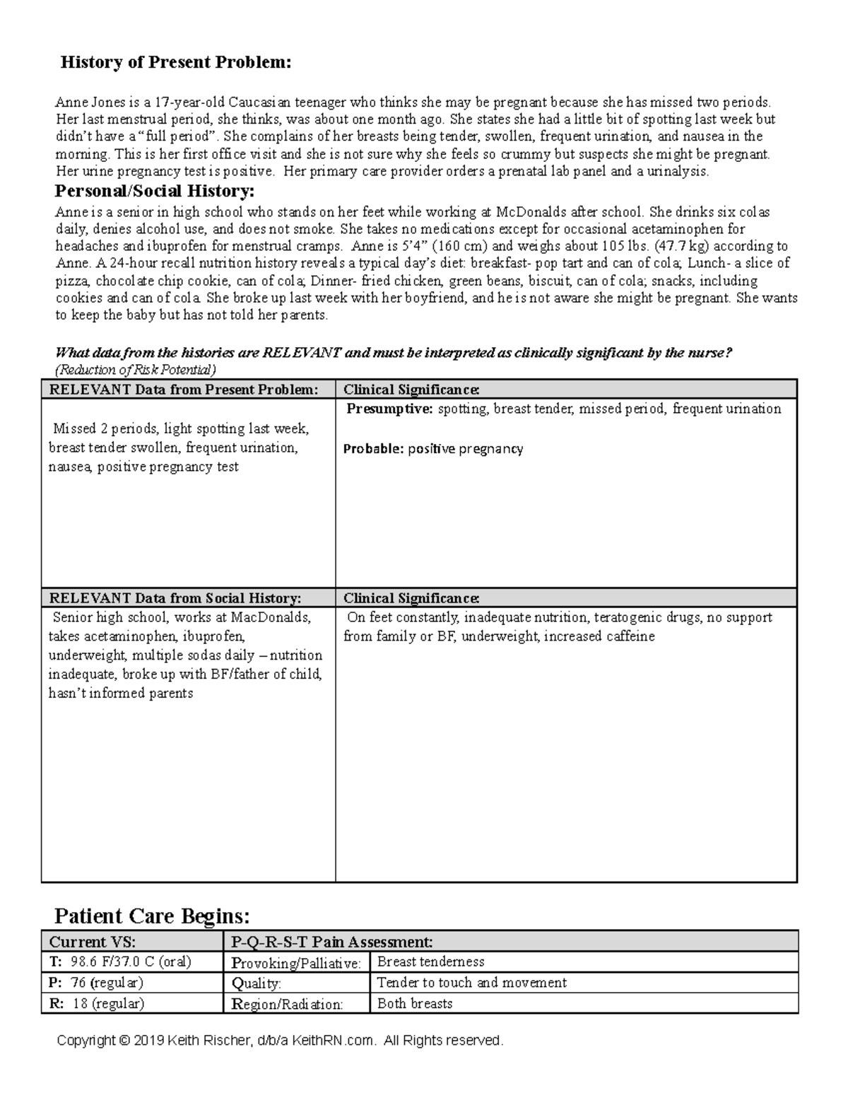 Student-Antepartum Unfolding Case Study NUR 335 Module 1 - History of ...