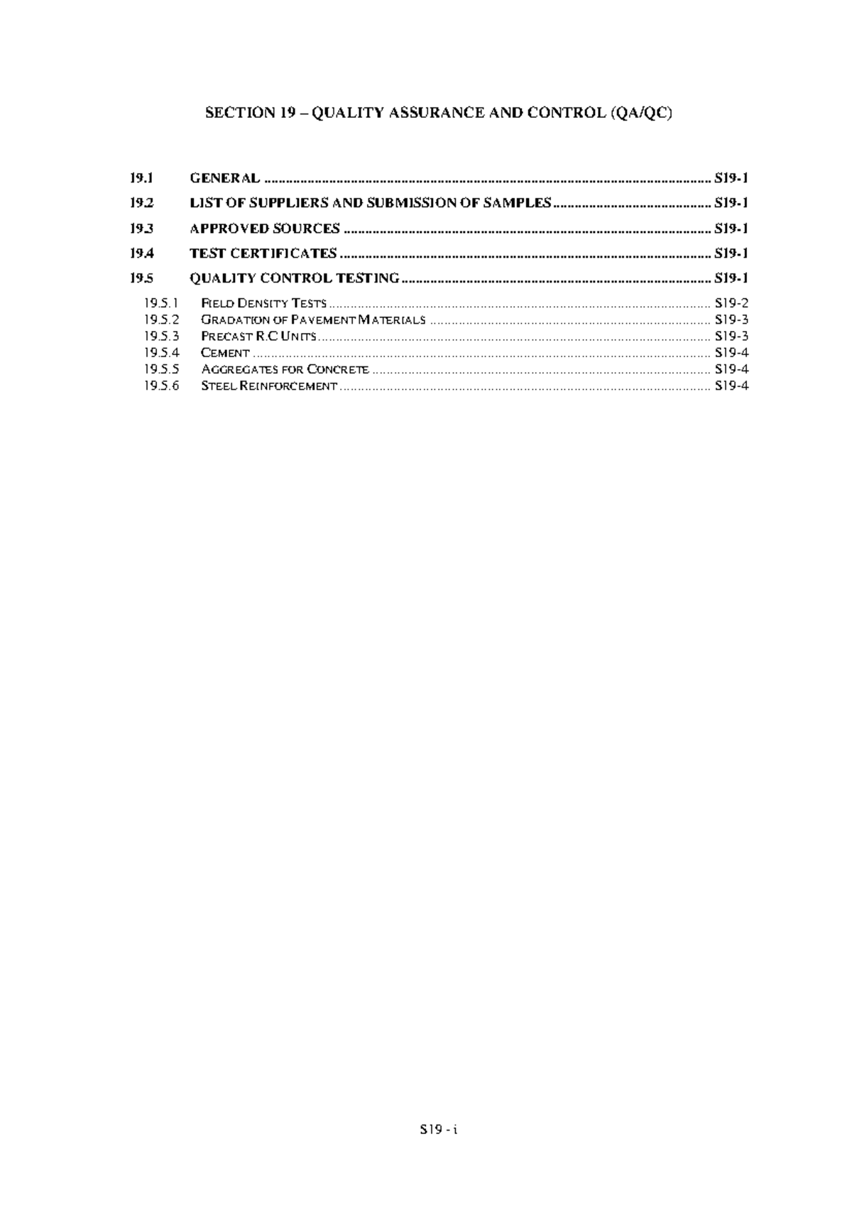 Section 19 - Quality Assurance and Control - S19 - i 19 GENERAL S19 ...