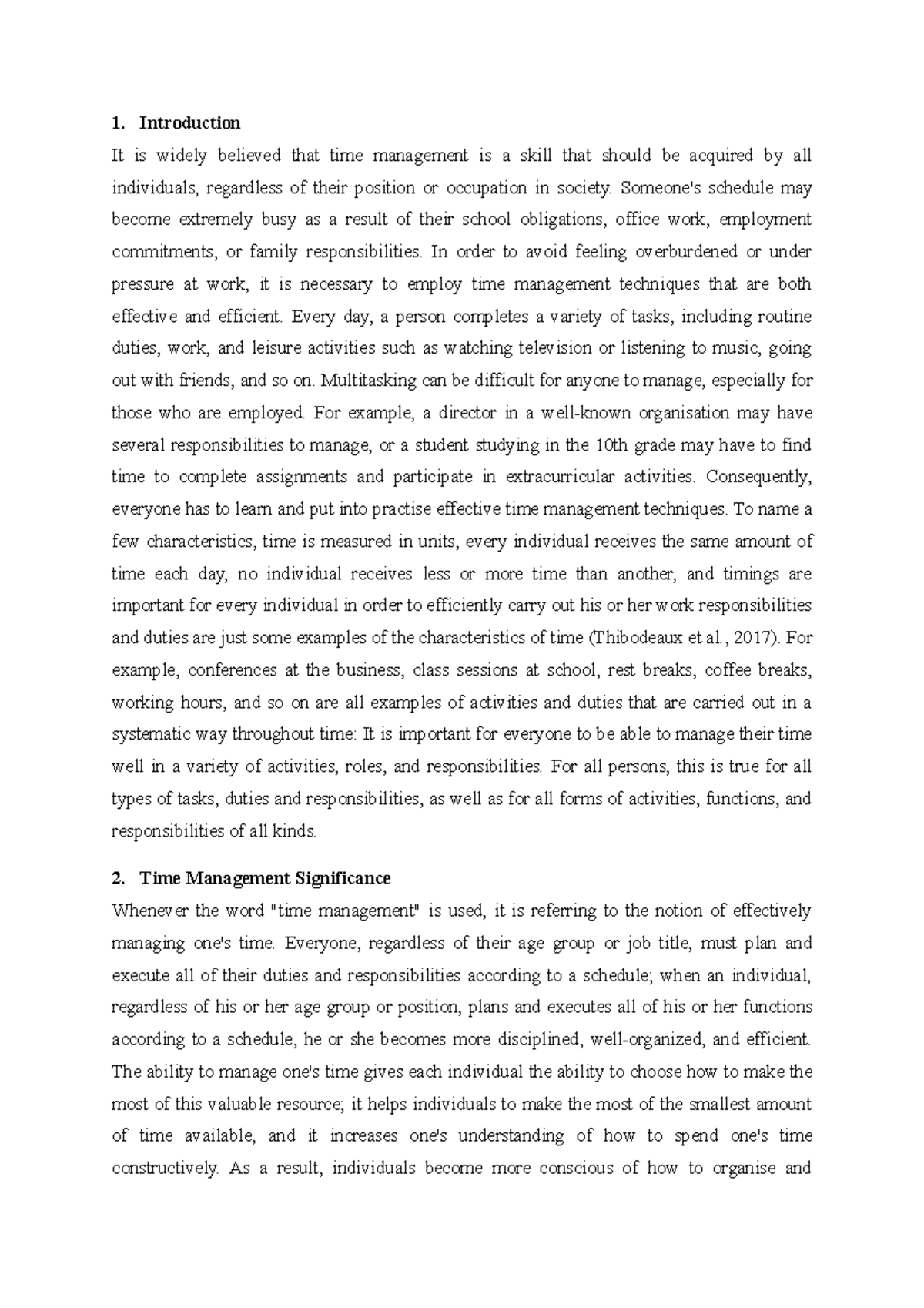 Time Management in Students - 1. Introduction It is widely believed ...