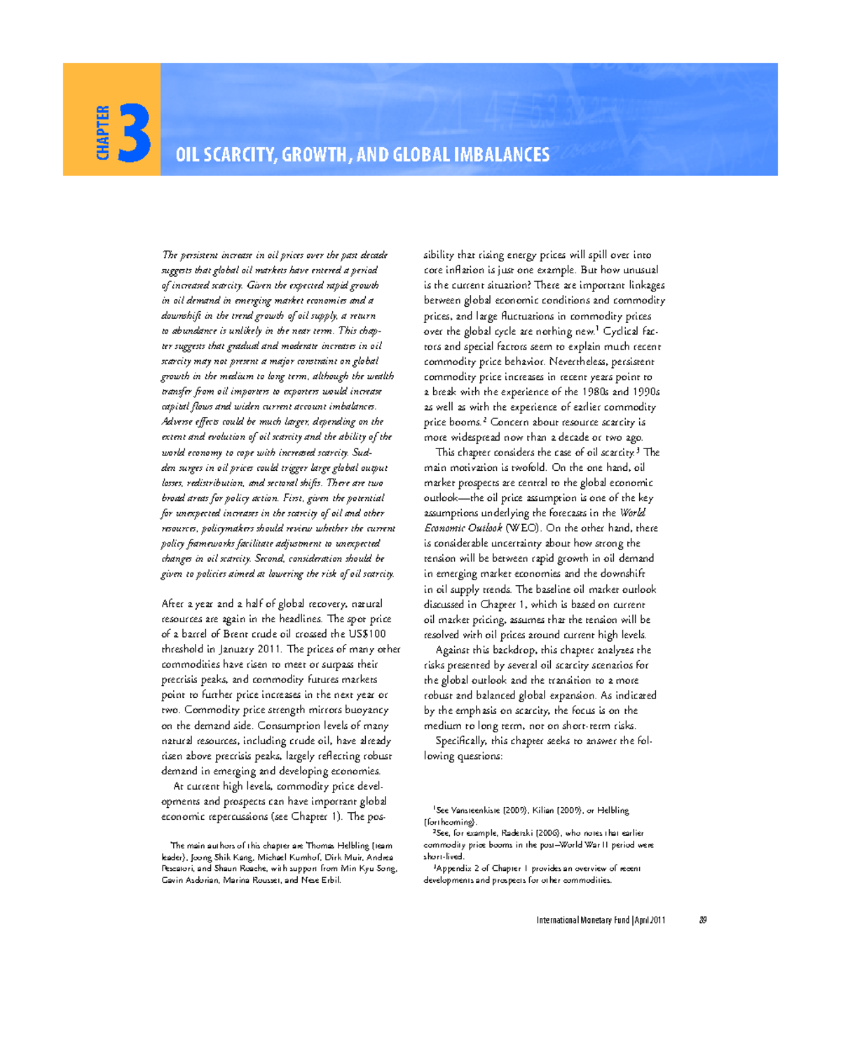 Oil scarcity, growth and global balance - C H A P T E R 1 CHAPTER 3 The ...