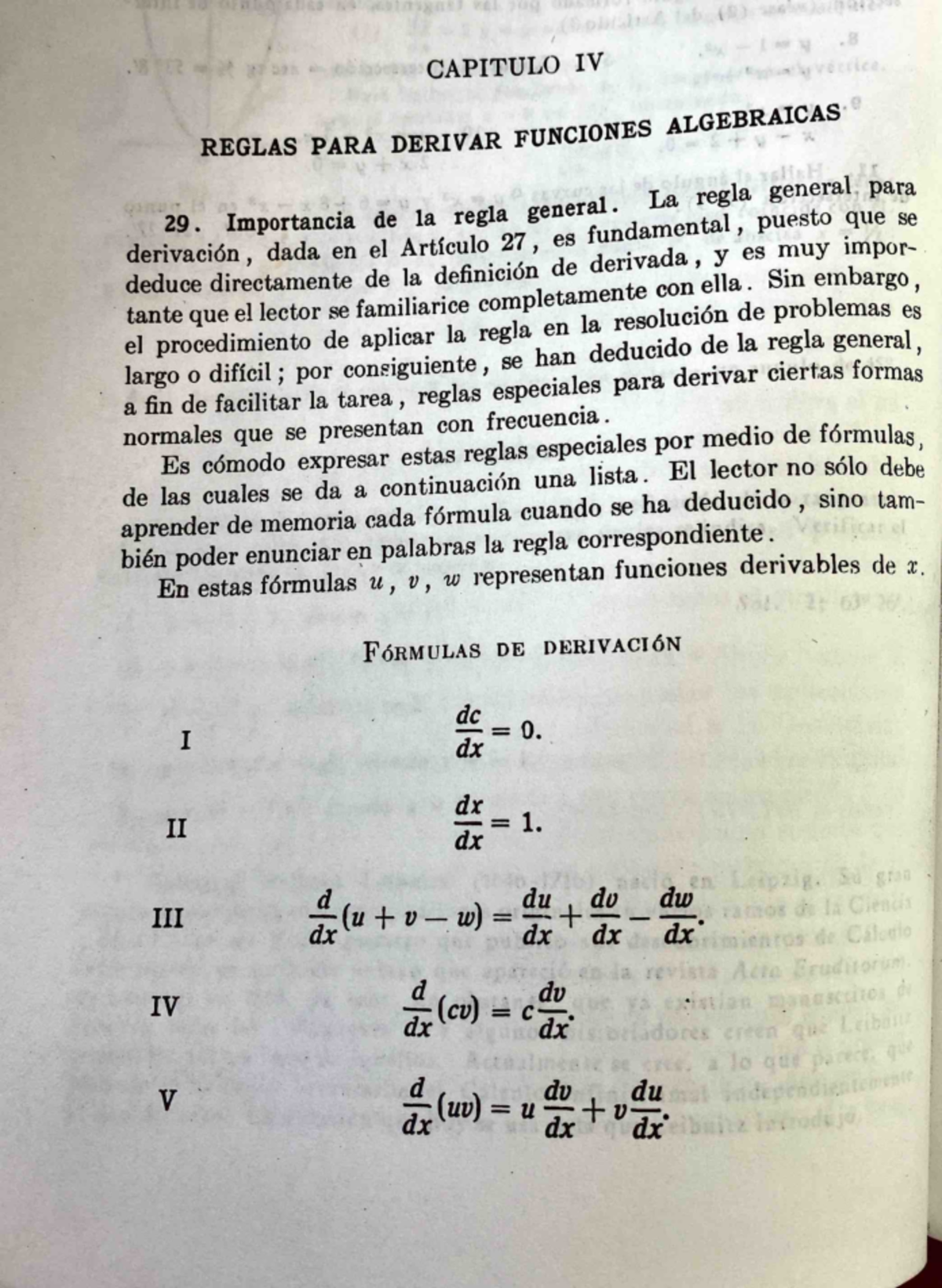 Formulas y reglas derivadas - CAPITULO IV REGLAS PARA DERIVAR FUNCIONES ...