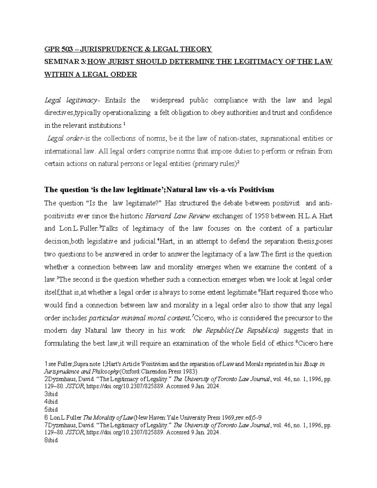 HOW Jurist Should Determine THE Legitimacy OF THE LAW Within A Legal ...
