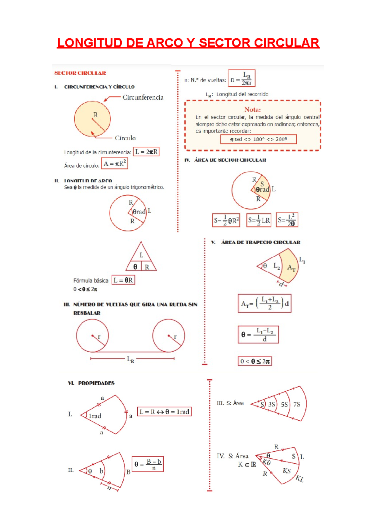 Teoria Longitud DE ARCO Y Sector Circular - Trigonometria - Matemática ...