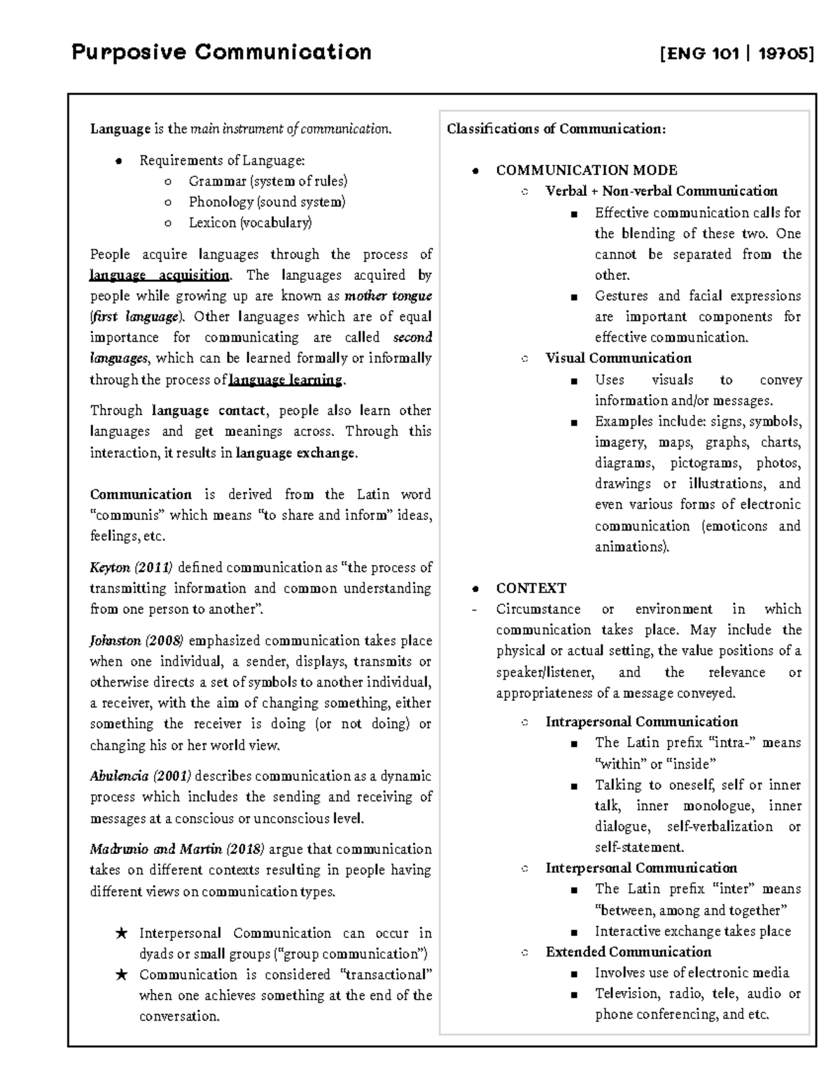 ENG 101 (Purposive Communication) - Purposive Communication [ENG 101 ...