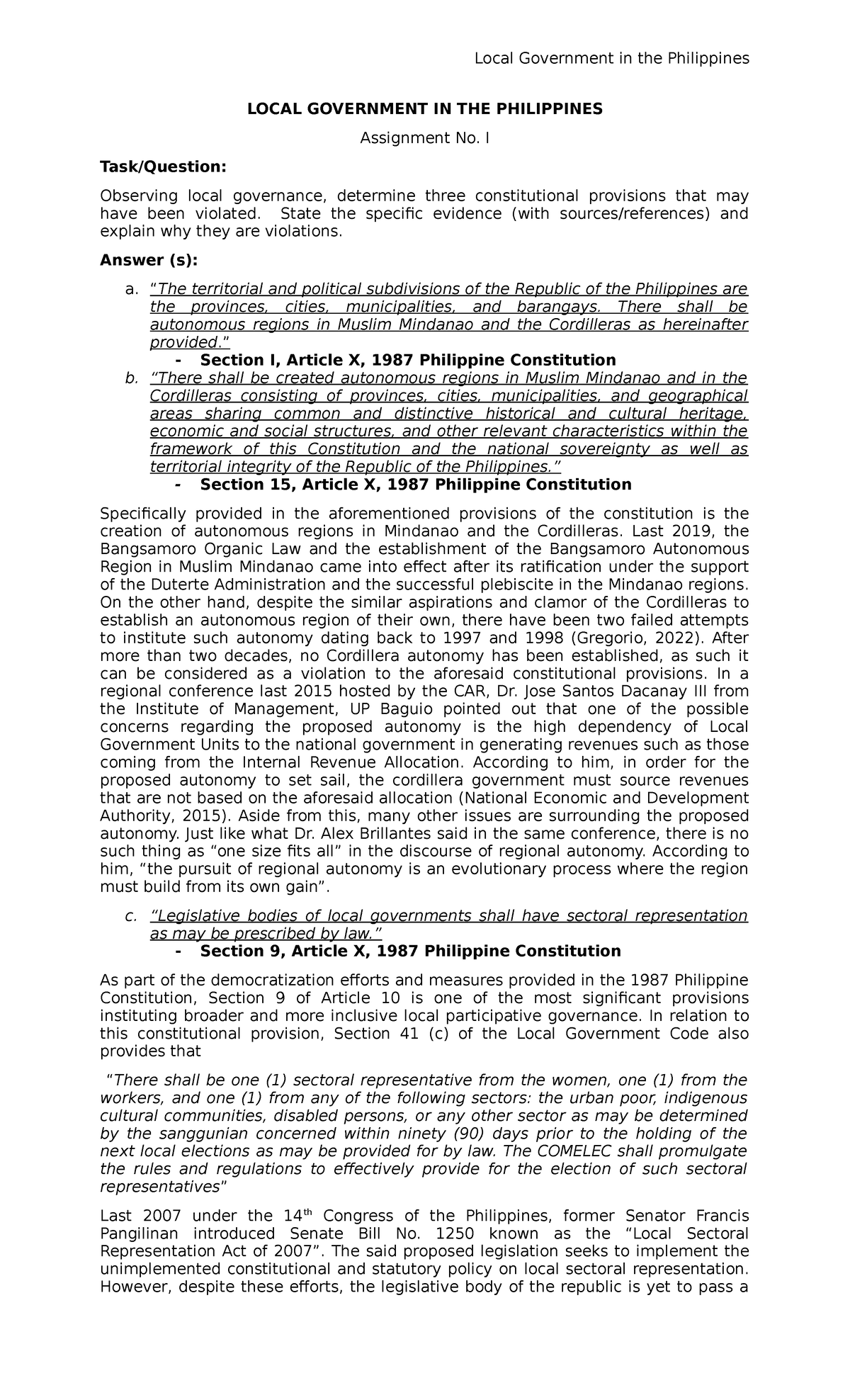 Local Government 01 - I Task/Question: Observing local governance ...