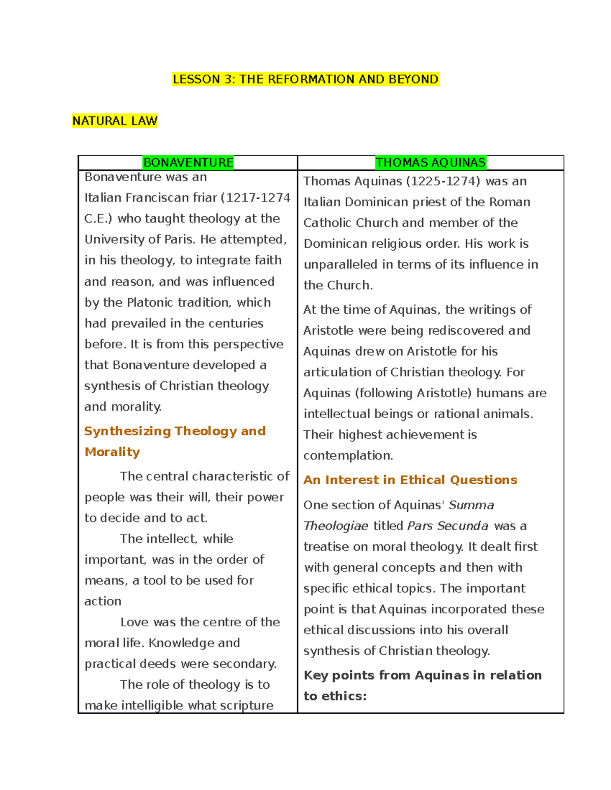 Lesson 3 - theo 204 - part 1 - LESSON 3: THE REFORMATION AND BEYOND ...