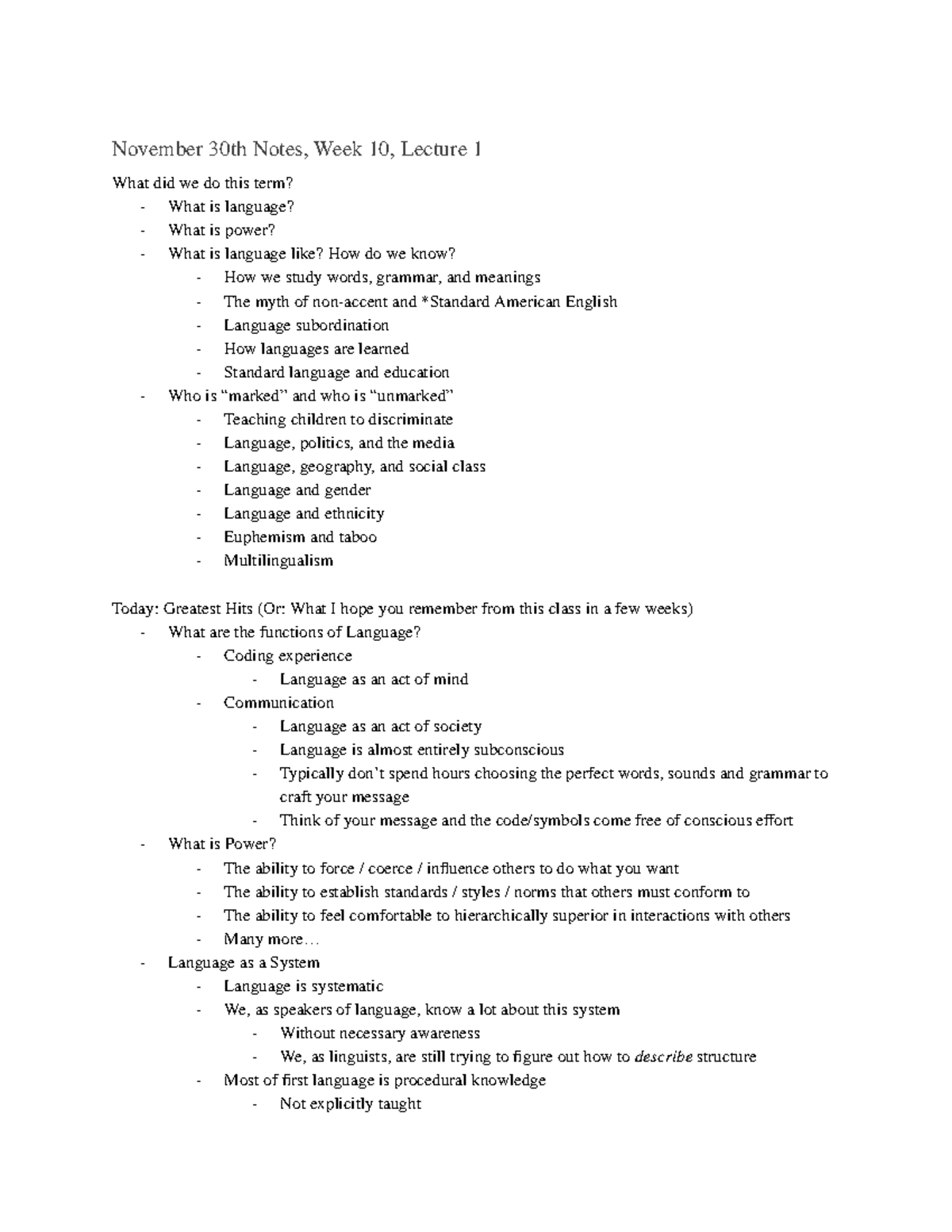 Week 10 notes - Dr. Melissa Baese-Berk, fall 2021 - November 30th Notes ...