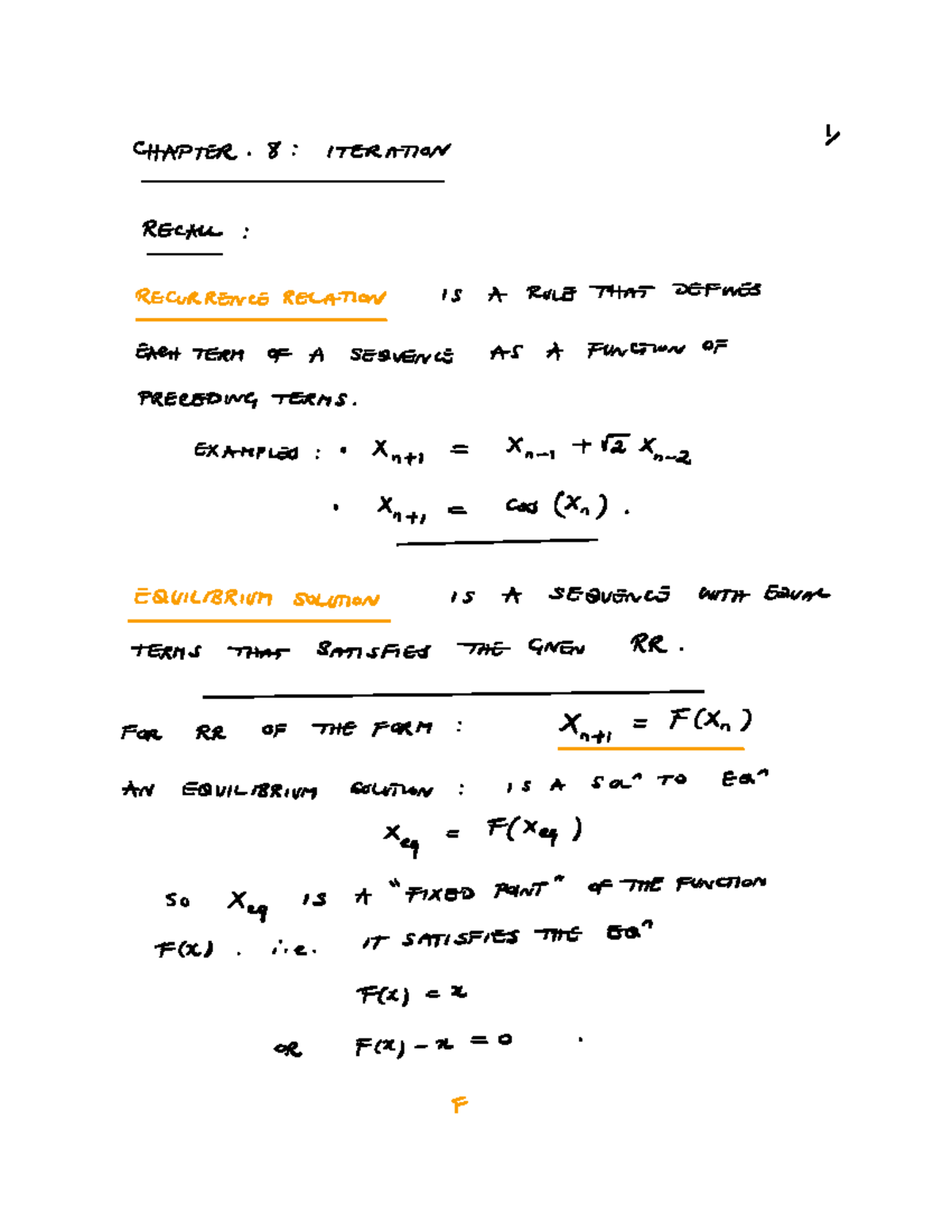 2020 MATH1013 Lecture 1-8 - 4 CHAPTER 8 ITERATION RECKU RECURRENCE ...