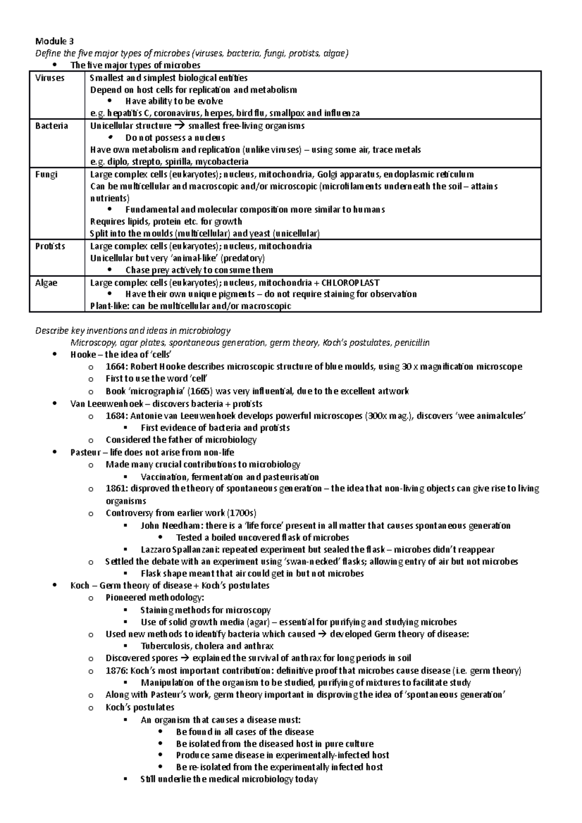 Bio 1007 - Module 3 - Notes - Module 3 Define the five major types of ...