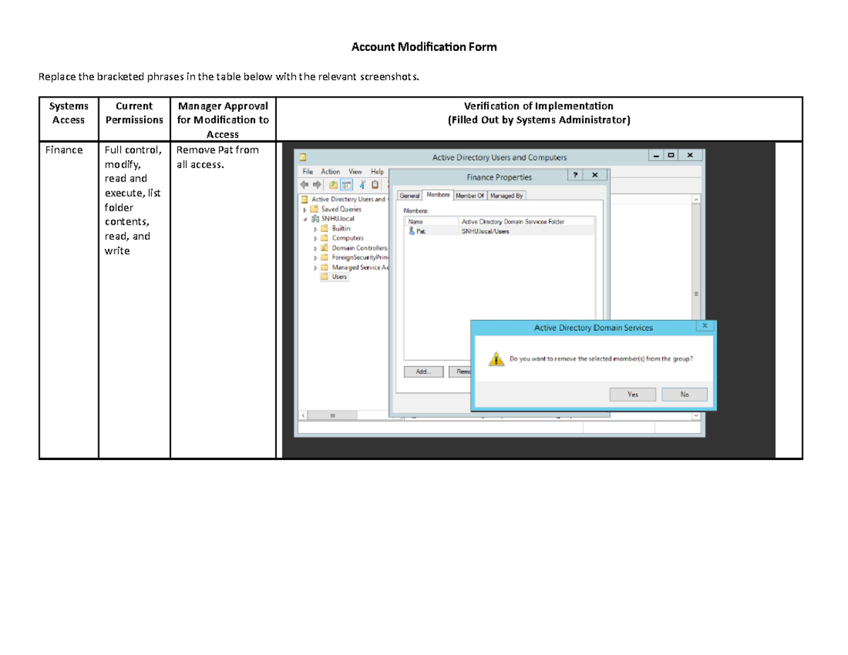 Account Modification Form Franchesko Lopez - Account Modification Form ...