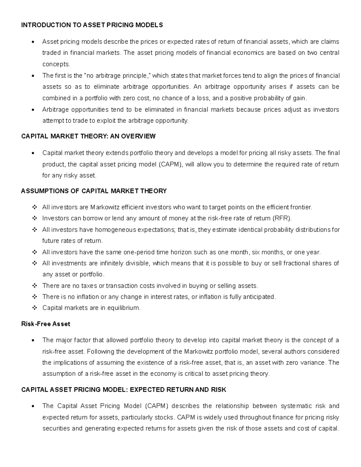 3- Finals- Fnmngt 4 - Notes for introduction to investment ...