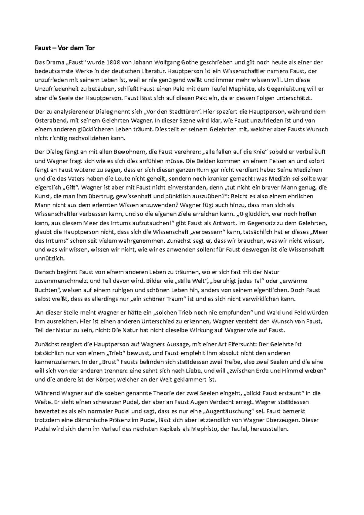 Faust 1 - Faust – Vor dem Tor Das Drama „Faust" wurde 1808 von Johann ...