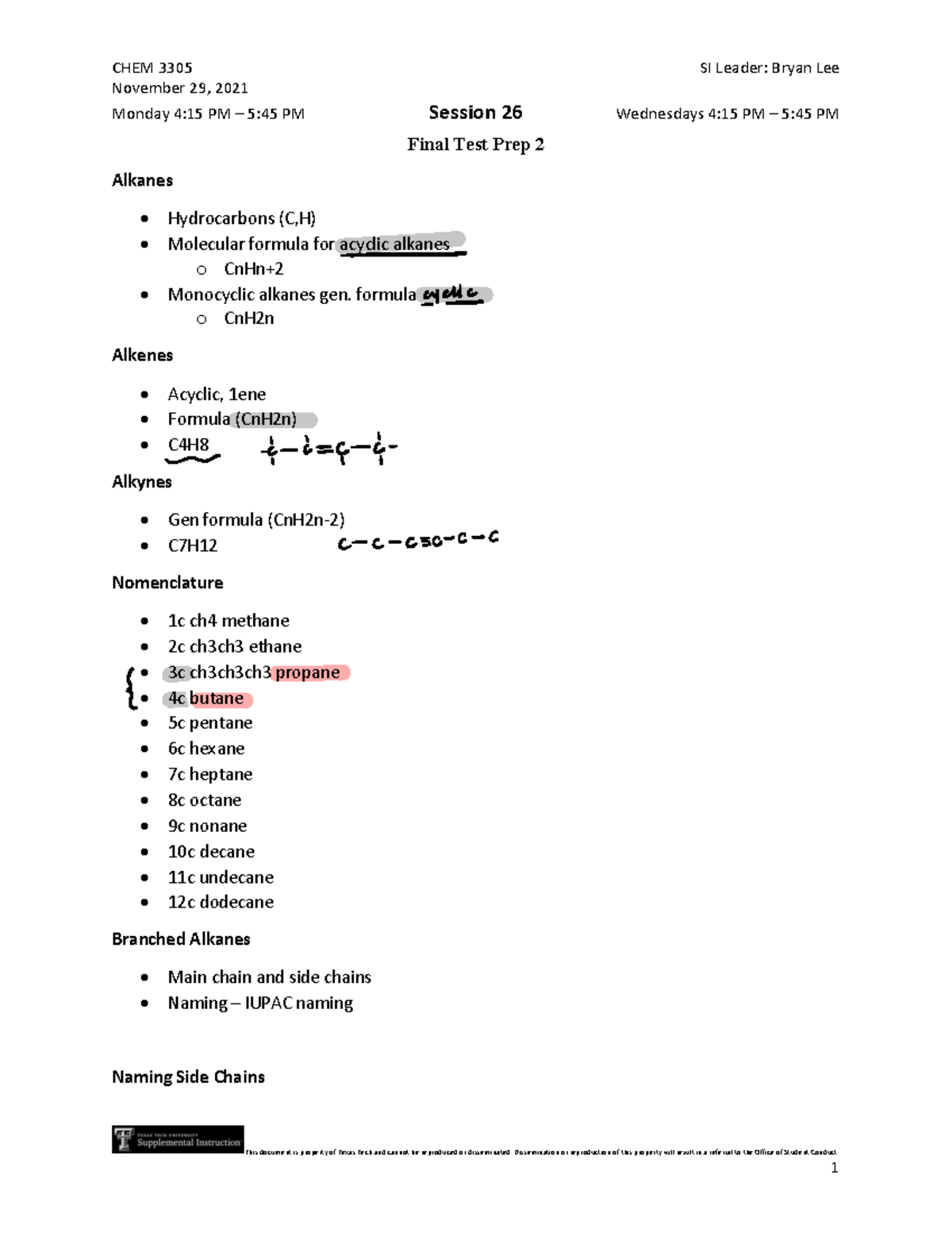 Session 26 (11.29) Packet - CHEM 3305 SI Leader: Bryan Lee November 29 ...