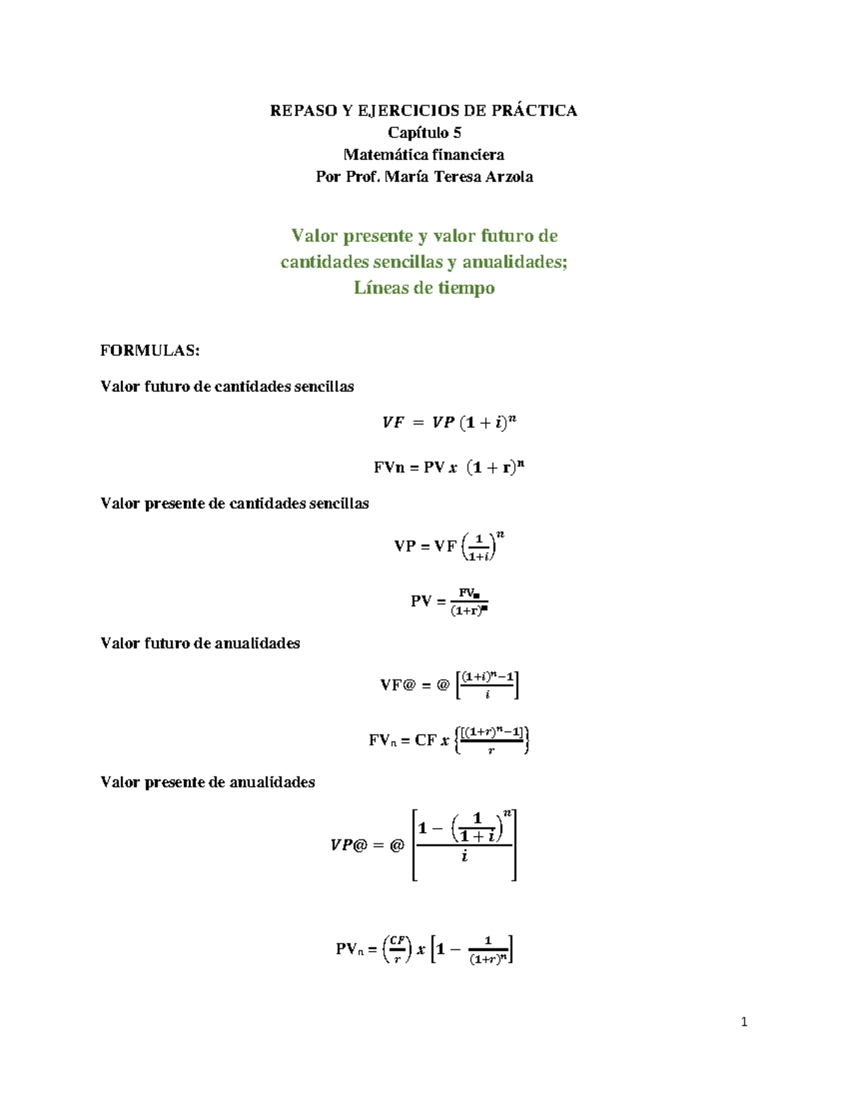 Ejercicios-DE-PR¦ Ctica-Capítulo-5 - REPASO Y EJERCICIOS DE PRÁCTICA Capítulo 5 Matemática - Studocu