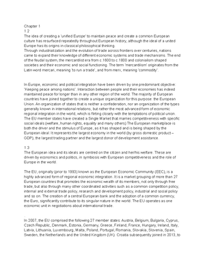 D271 Post Midterm Notes - Class 5 The European Business Environment ...