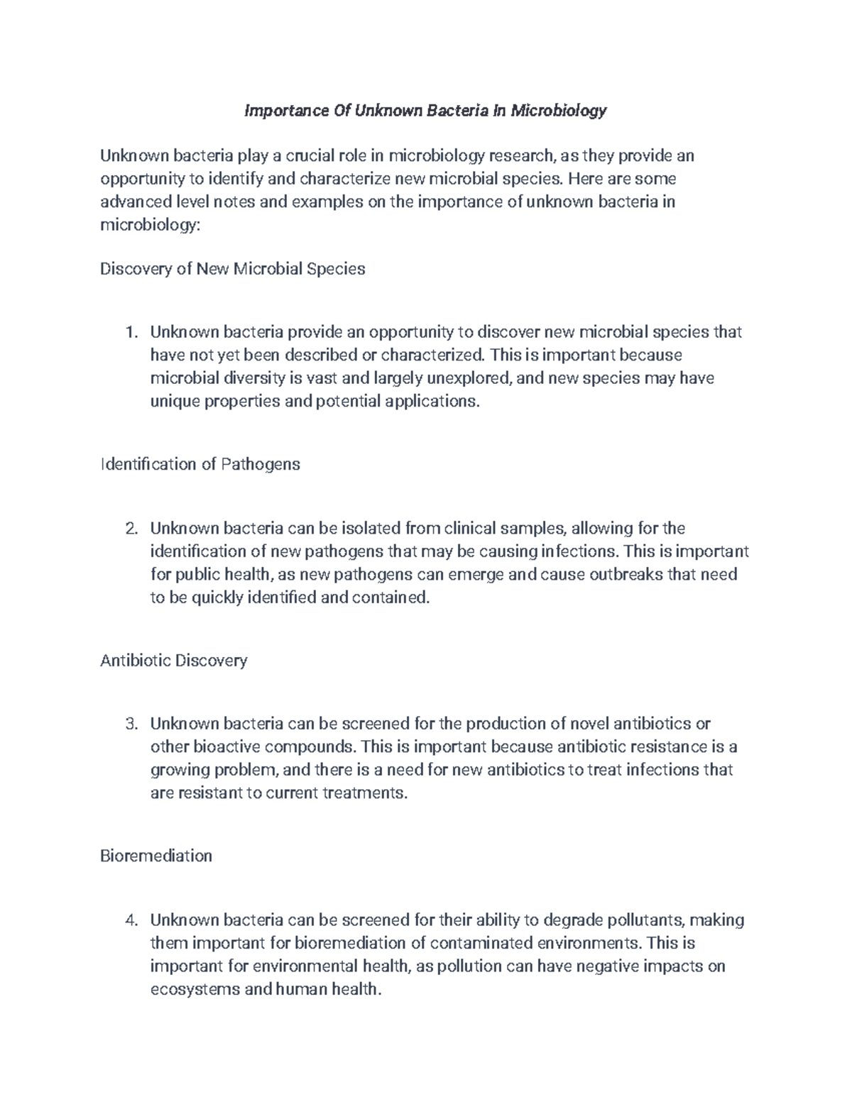 Notes on Importance Of Unknown Bacteria In Microbiology - Importance Of ...