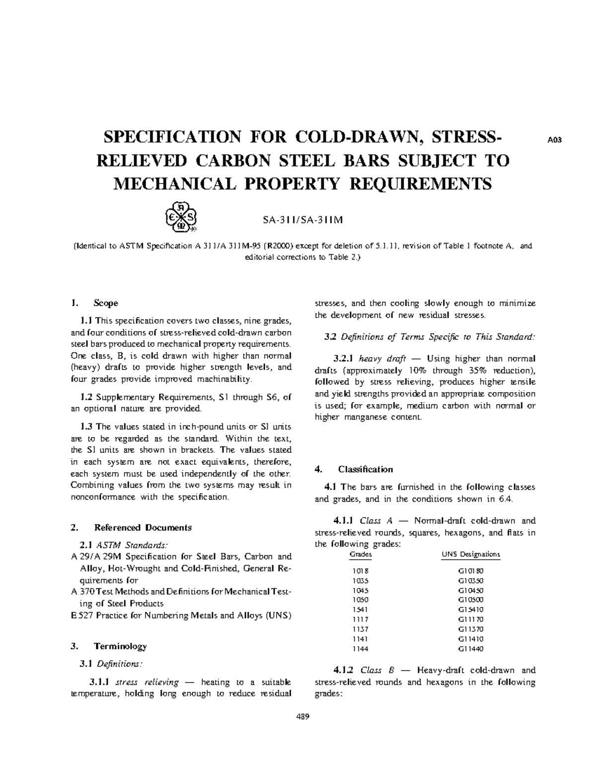ASTM A311 Specification for cold drawn stress relieved carbon steel ...