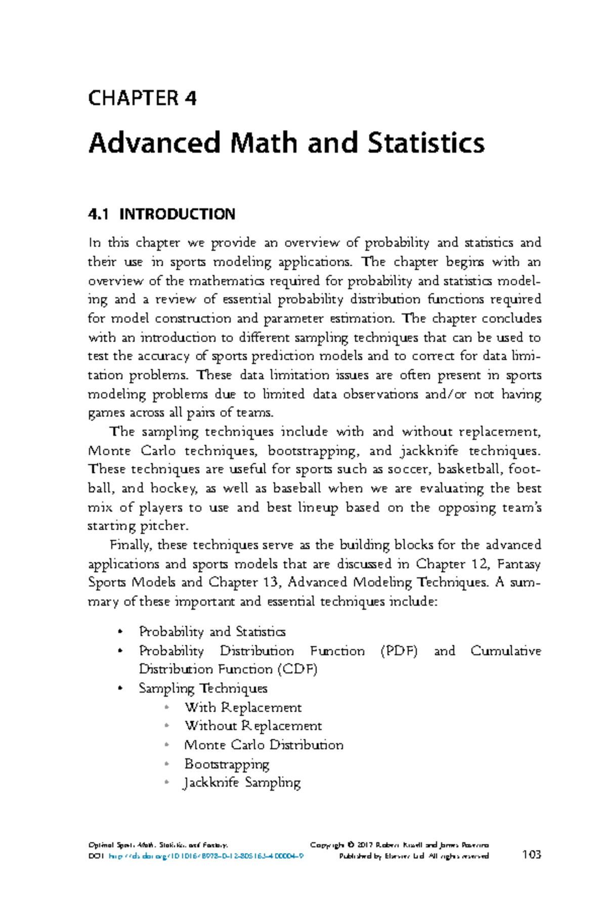 Kissell 2017 - statistic and probability - CHAPTER 4 Advanced Math and ...