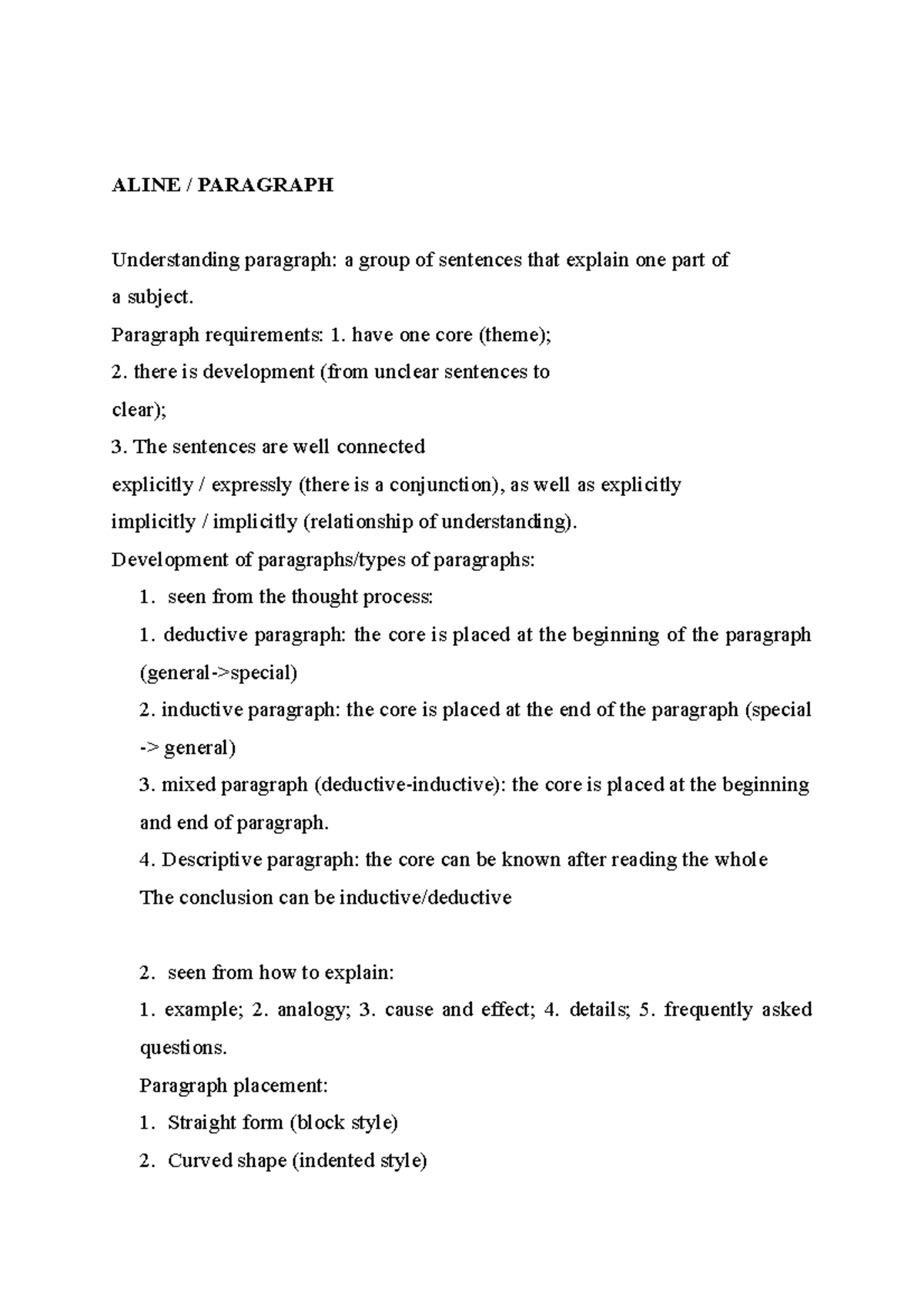 Paragraph - ALINE / PARAGRAPH Understanding paragraph: a group of ...