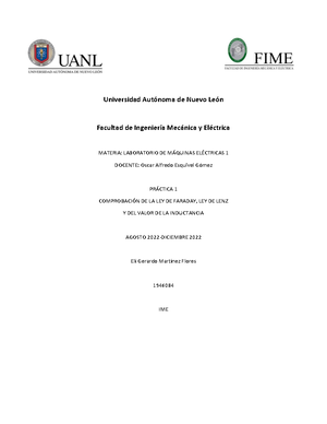 Practica 6 MAQUINAS ELECTRICAS - UNIVERSIDAD AUTONÓMA DE NUEVO LEÓN FACULTAD DE INGENIERÍA ...