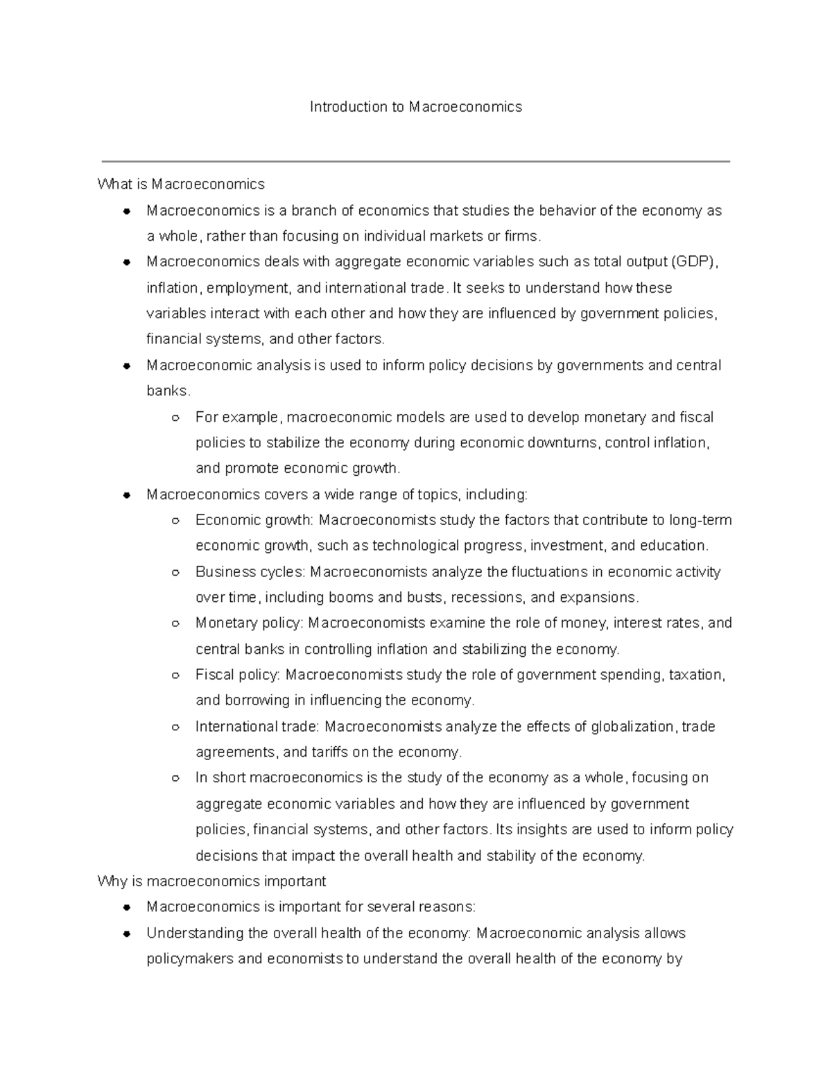 ECO 100 Introduction to Macroeconomics - Introduction to Macroeconomics ...