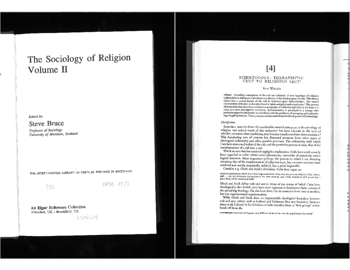 8. Wallis 1995 - Lecture - r The SociologY of Religion Volume II Edited ...