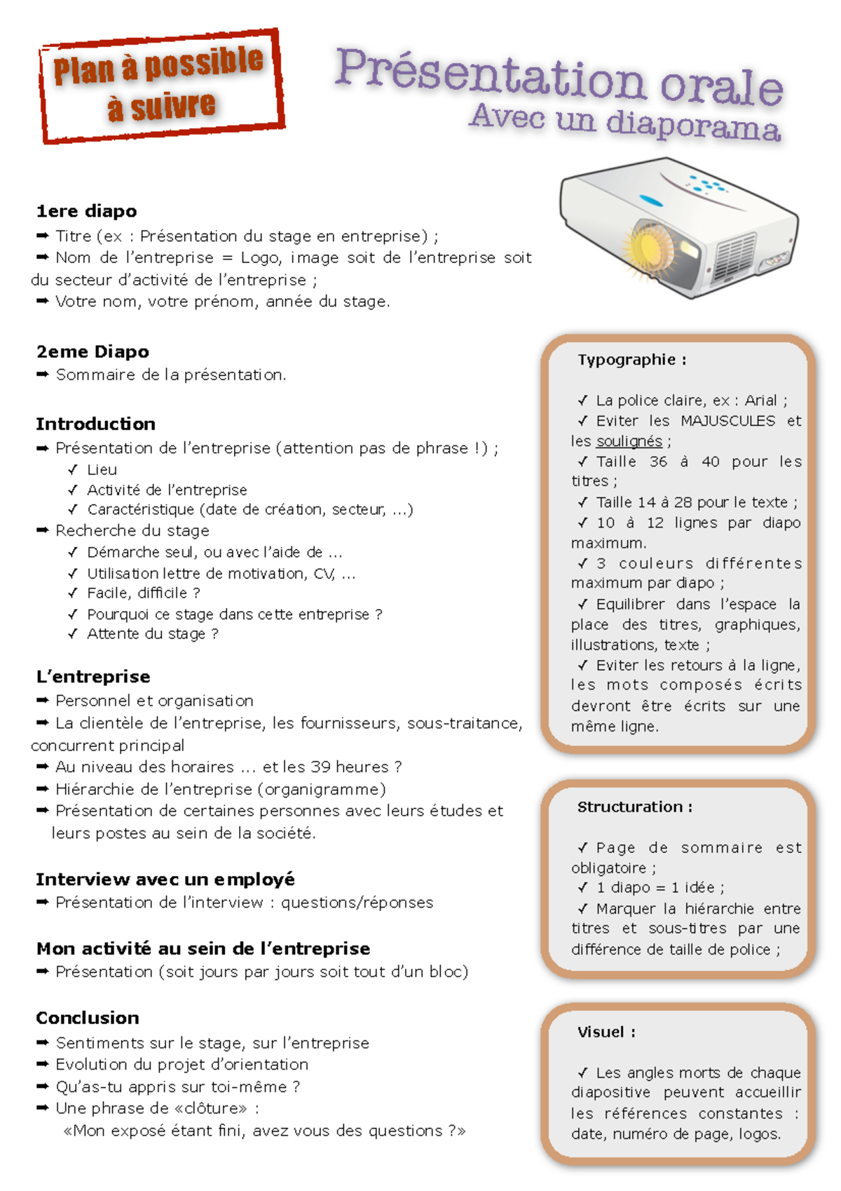 Plan-diaporama - ras - 1ere diapo Titre (ex : Présentation du stage en ...