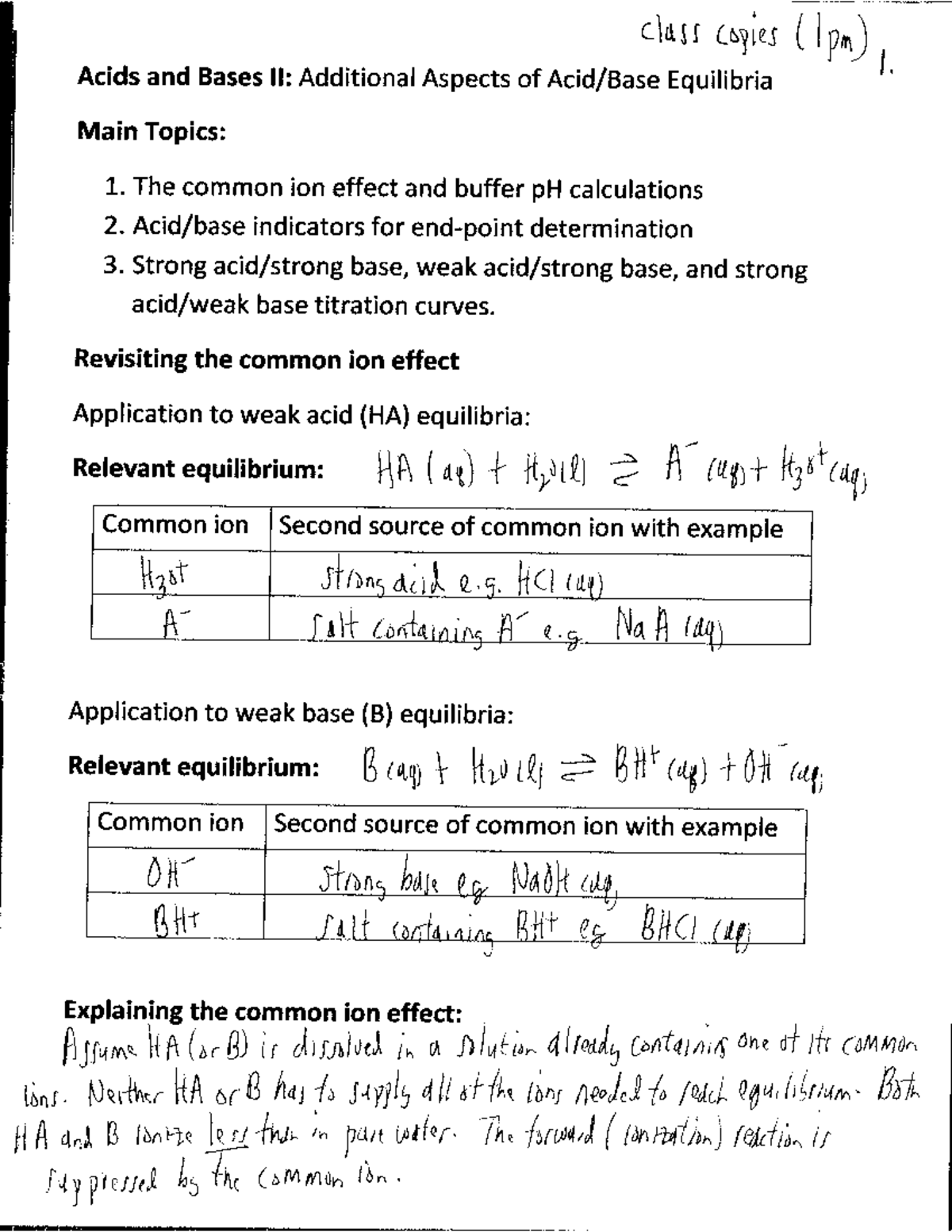 Acid and bases 2 - additional aspects of acidbaseequilibria main topics ...