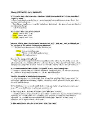 Biology 150 Final Study Guide - BIOLOGY 150 Final Study Guide Chapter 1 ...