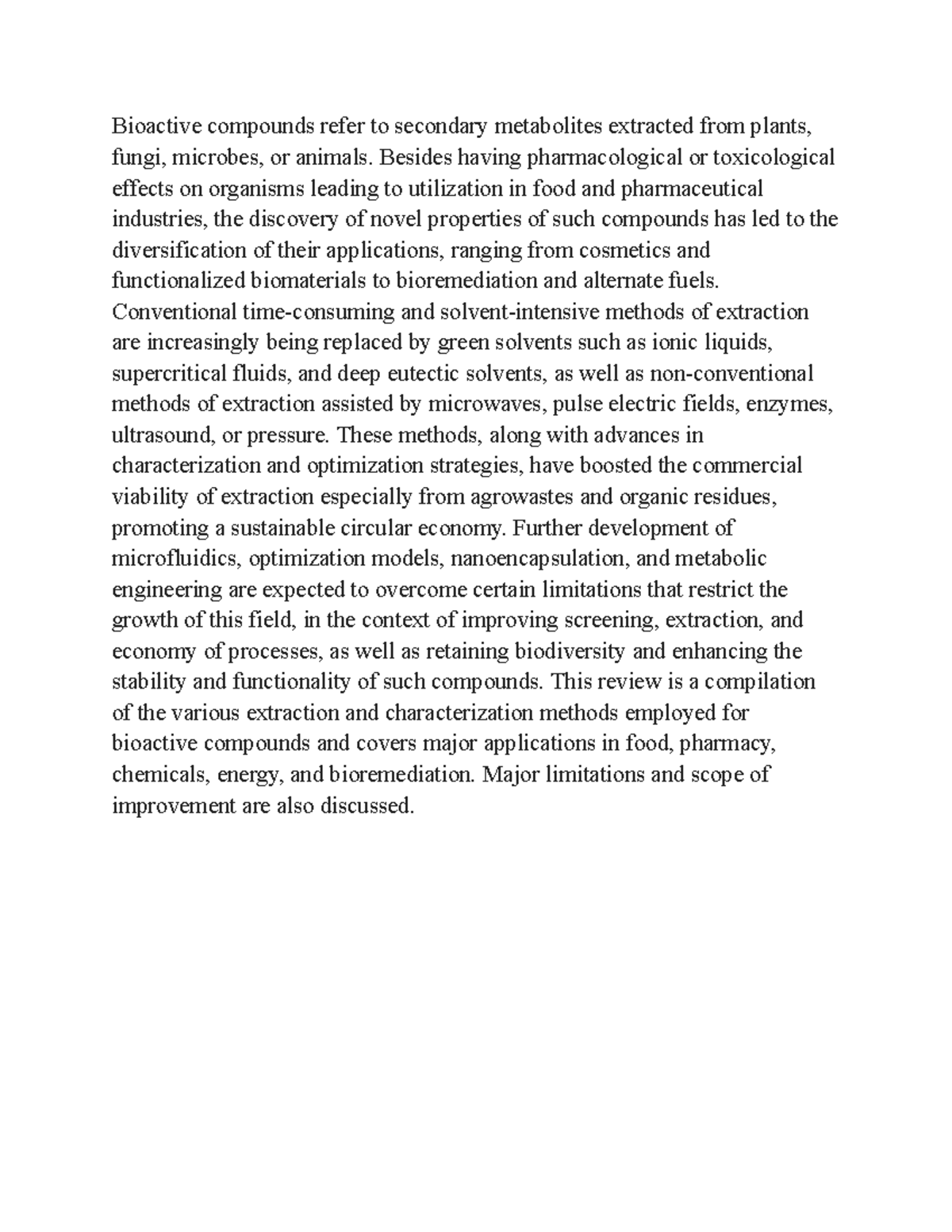 Chem paper - Bioactive compounds refer to secondary metabolites ...