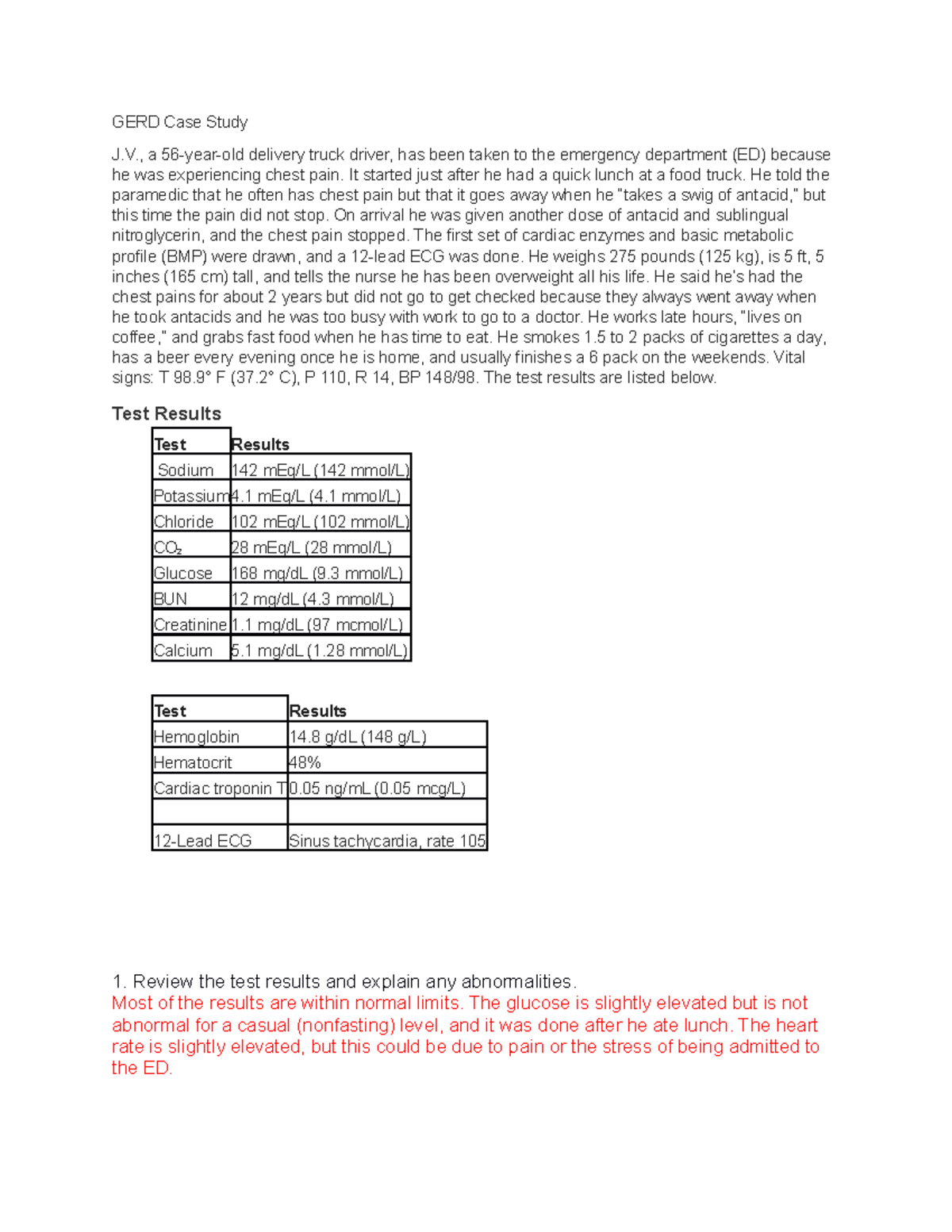 Gerd 2023 Case study - GERD care plan example - GERD Case Study J., a ...