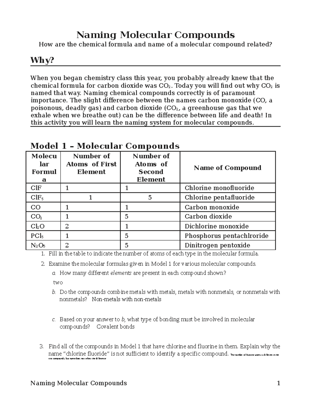18 Naming Molecular Compounds-S - Naming Molecular Compounds How are ...