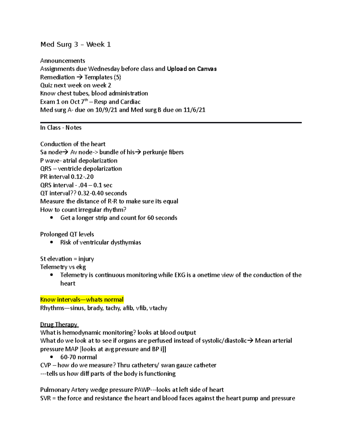 Week 1 note- combination of topics - PLEASE OPEN to see - Nurs318 - Studocu
