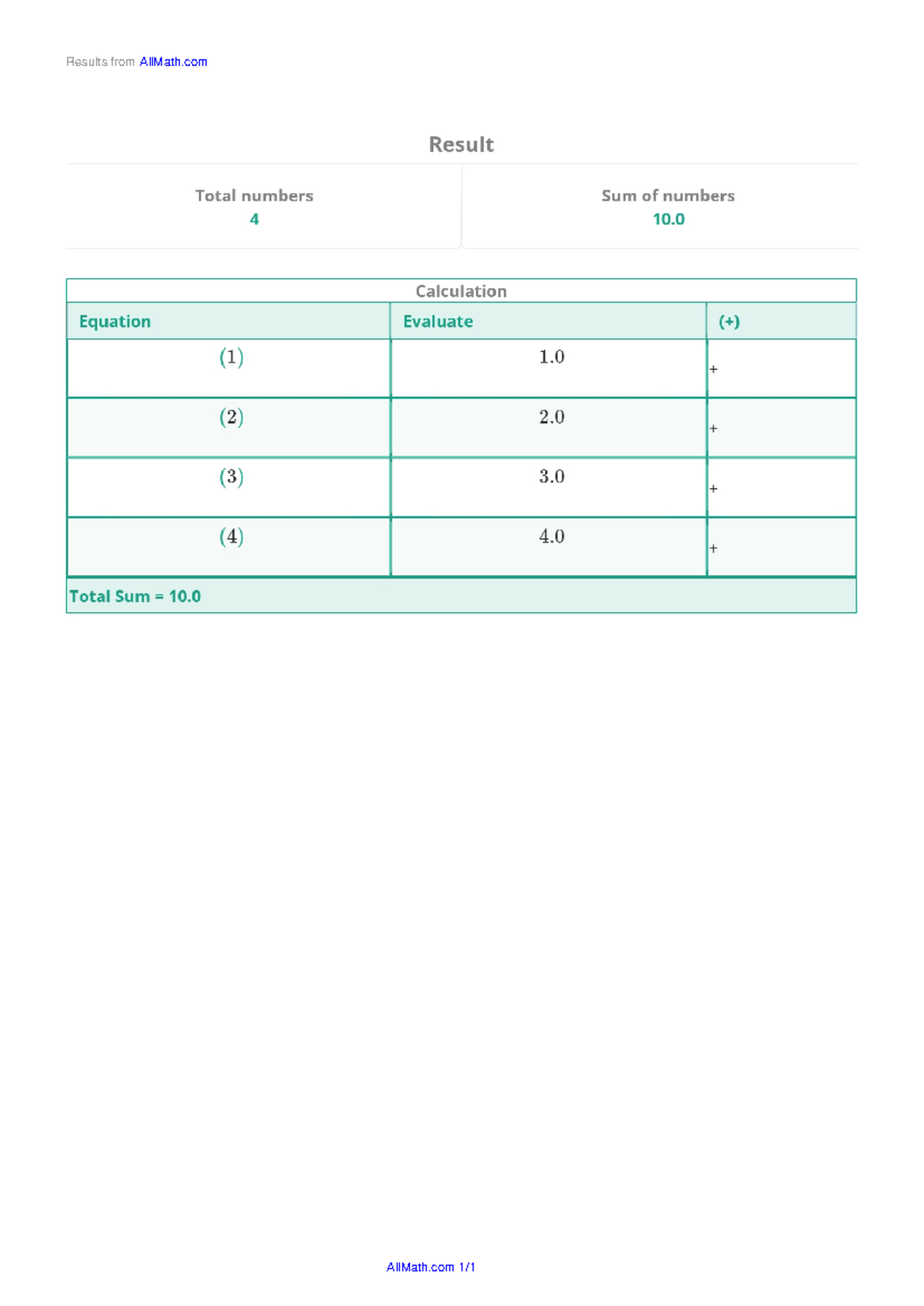Results-summation-calculator - Cálculo integral - Results from AllMath ...