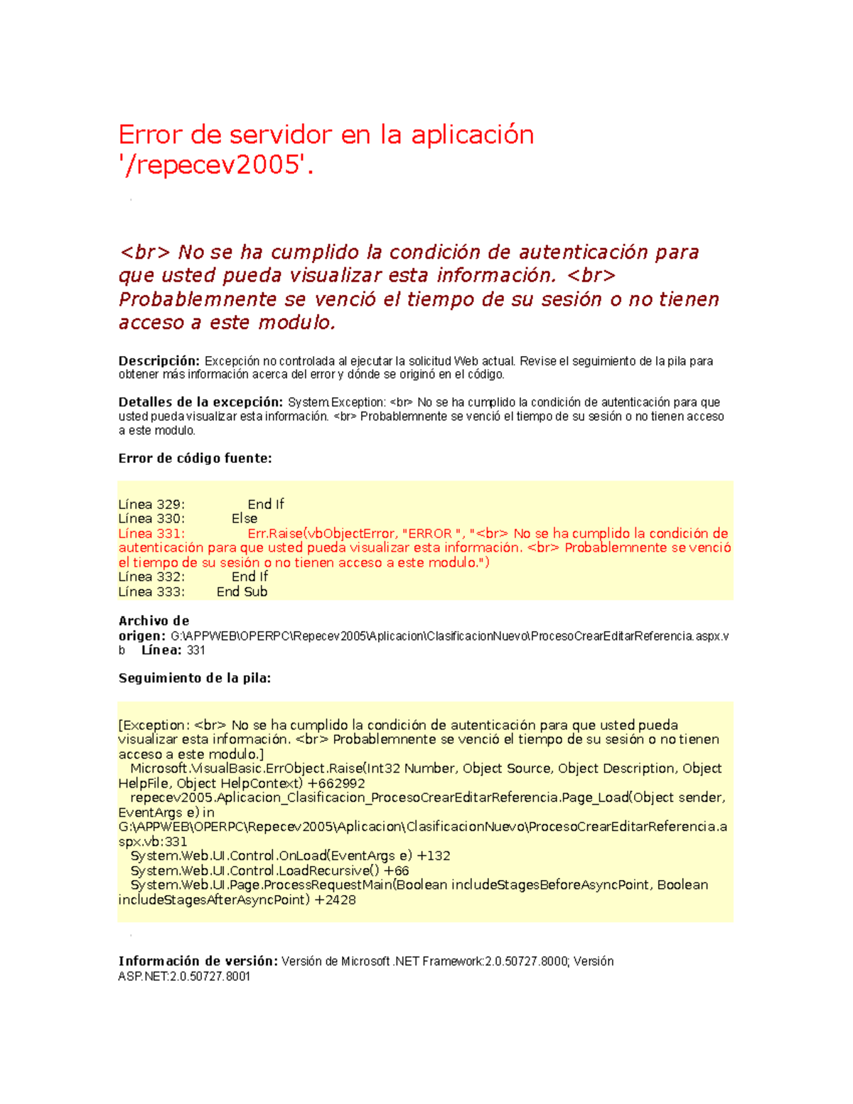 Error de servidor en la aplicación - Error de servidor en la aplicación '/repecev2005'. - Studocu