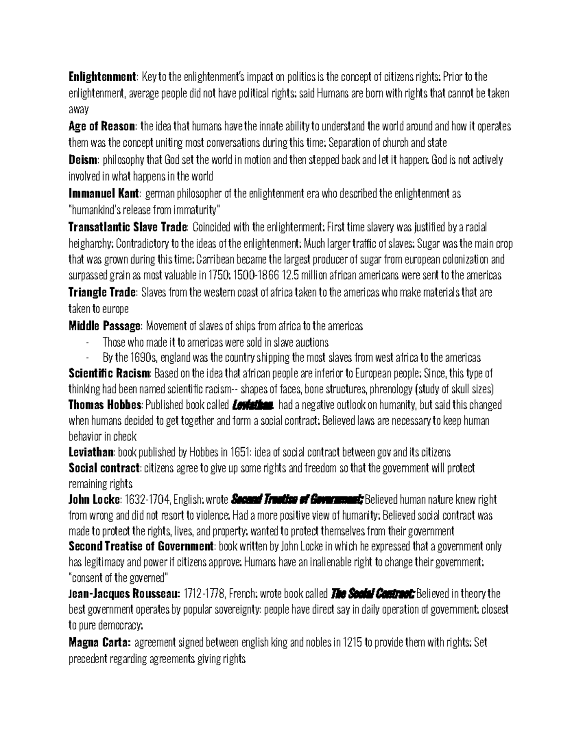 History 102 Study Guide - Enlightenment : Key to the enlightenment's ...