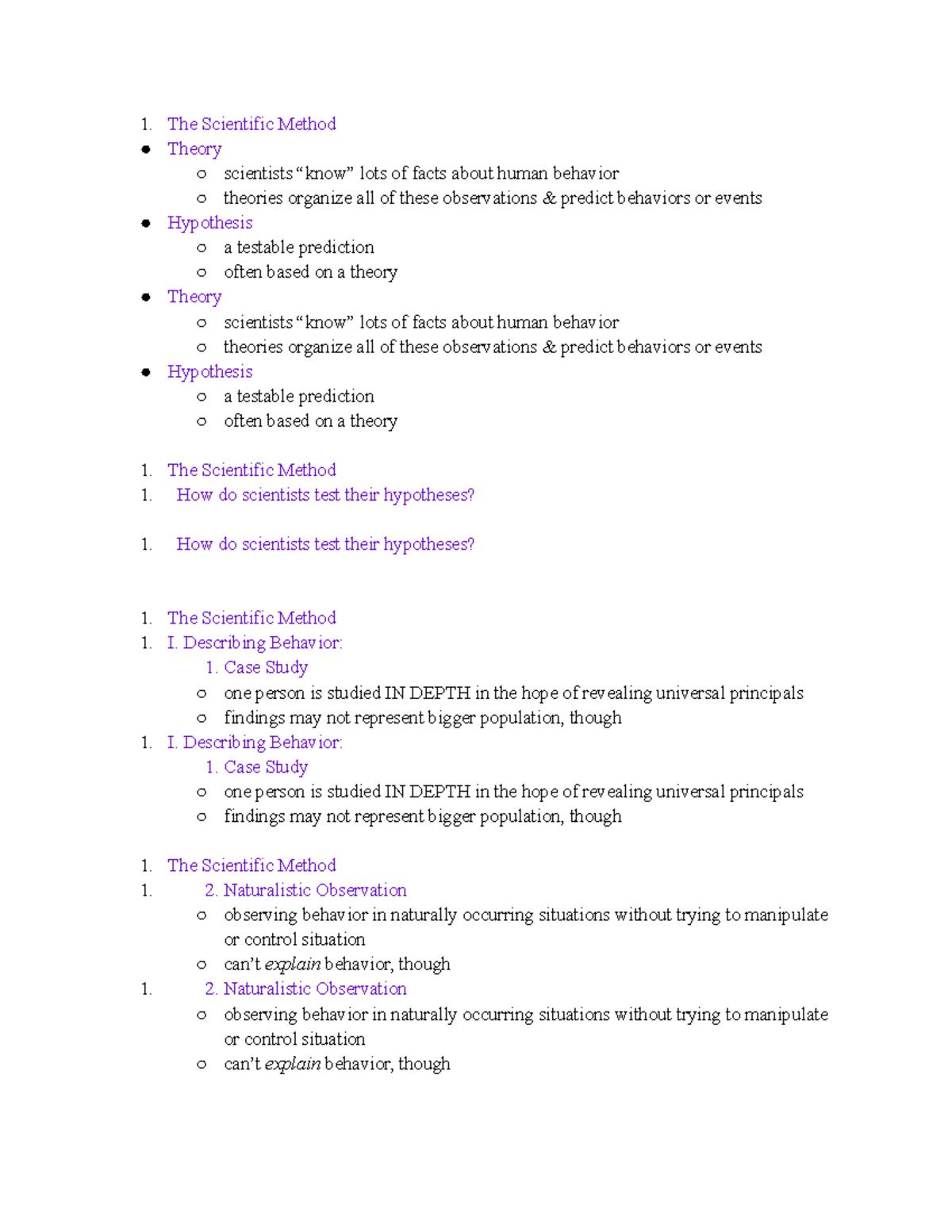 PSY 100 The Scientific Method - The Scientific Method Theory scientists ...
