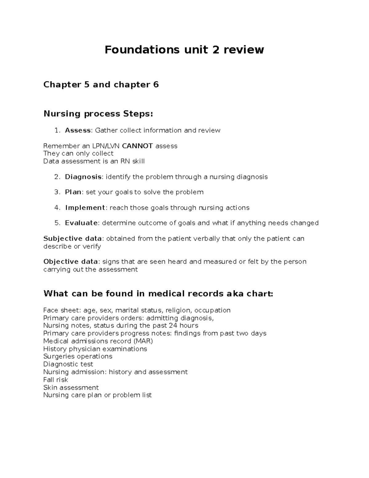 UNIT 2 EXAM Review - Foundations unit 2 review Chapter 5 and chapter 6 ...